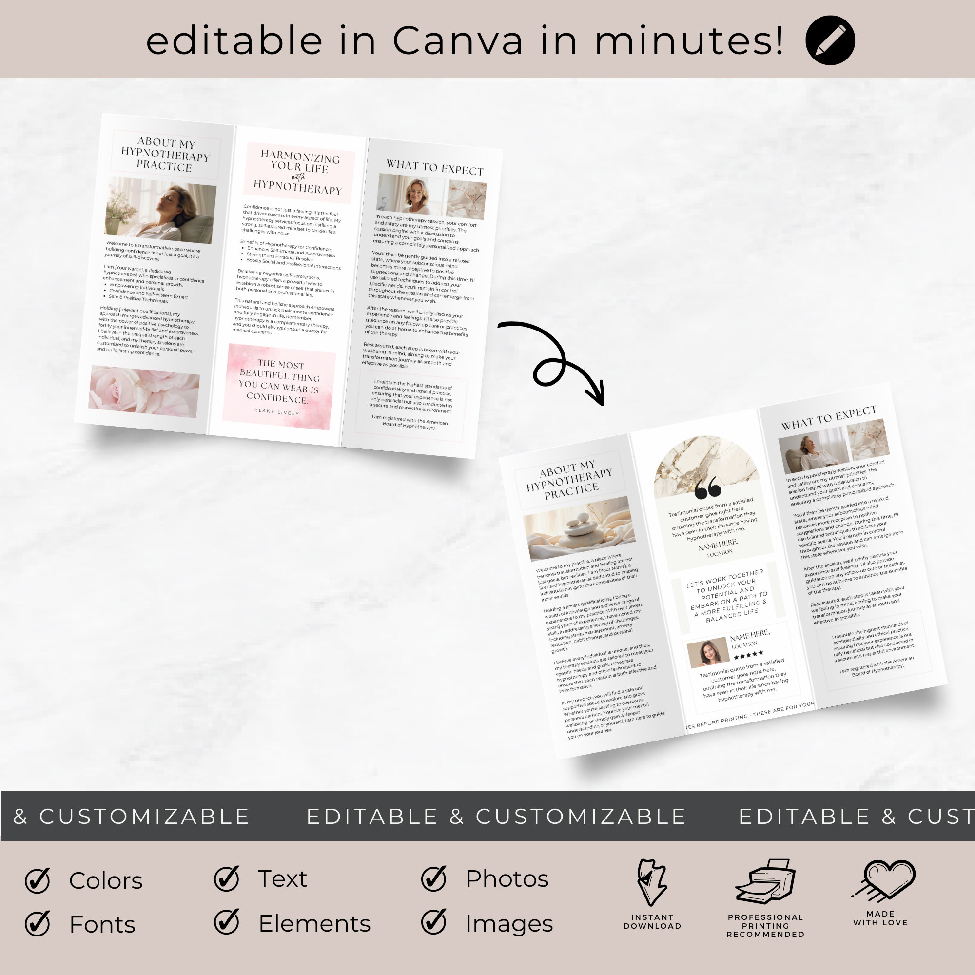 Tri Fold Leaflet Canva Template Hypnosis for Confidence Building ...