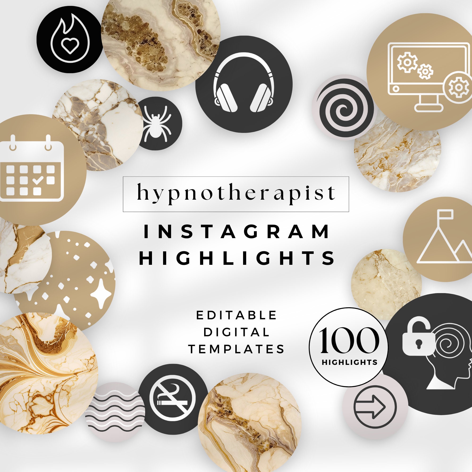 Hypnotherapy Instagram Story Highlight Covers, Hypnotherapist Digital Branding Aesthetic Insta ...