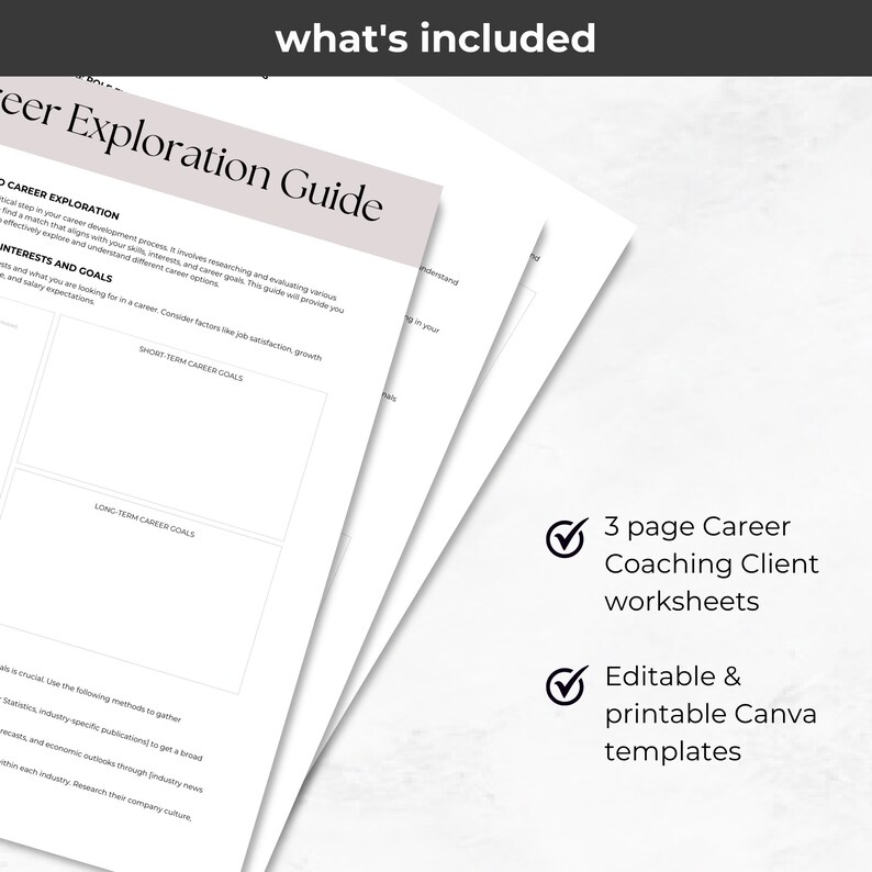 Career Exploration Worksheet Career Coach Handout Canva Template ...