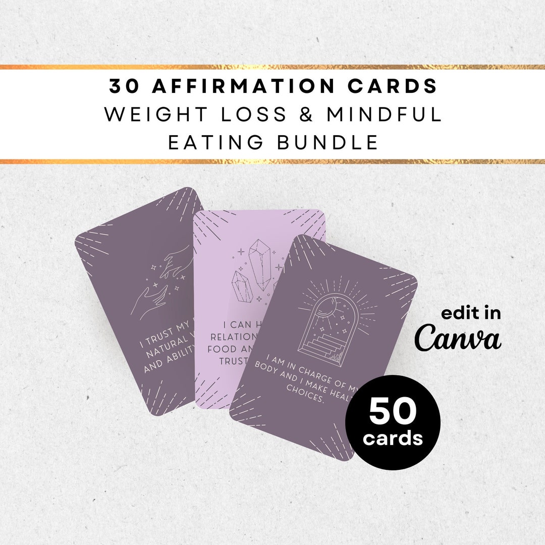 Mindful Eating & Weight Loss Printable Affirmation Cards, Positive ...