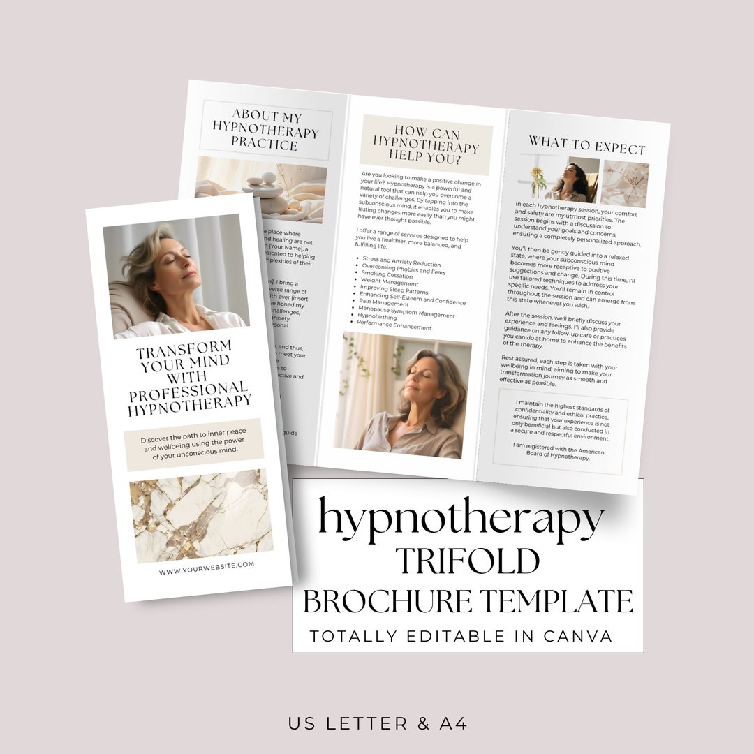 Hypnosis Marketing Trifold Brochure Editable Canva Template for ...