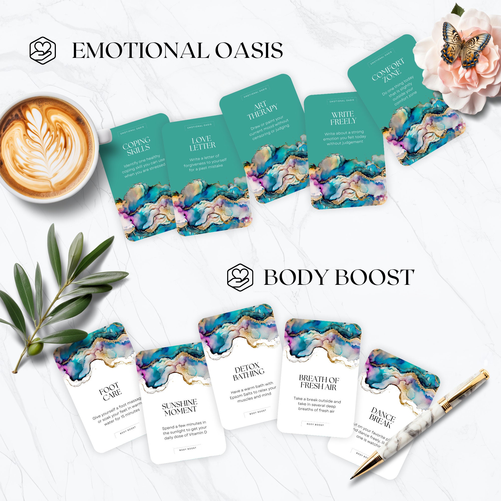 Printable Self Care Activity Cards Template, Done for You Commercial ...