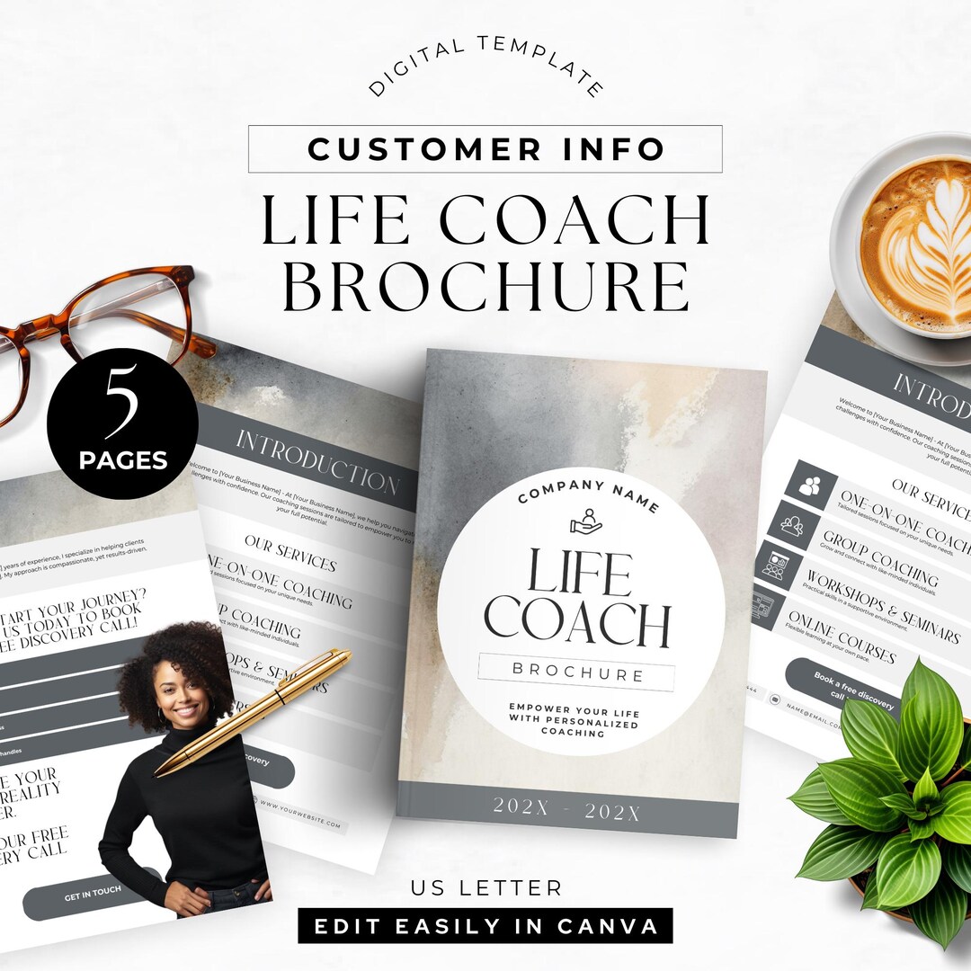 Life Coach Client Brochure Canva Template Promo Packet for New ...
