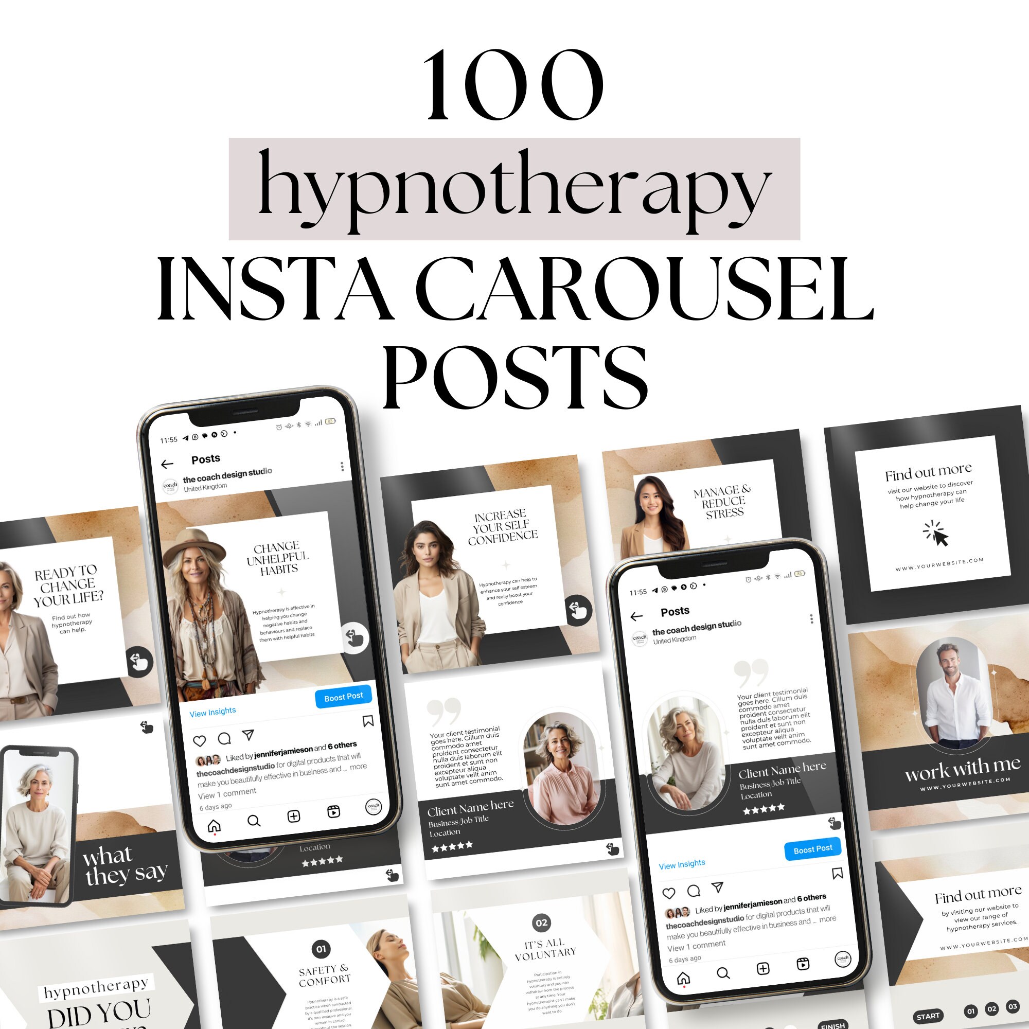 Carousel Posts Hypnosis, IG Engagement Editable Canva Template ...