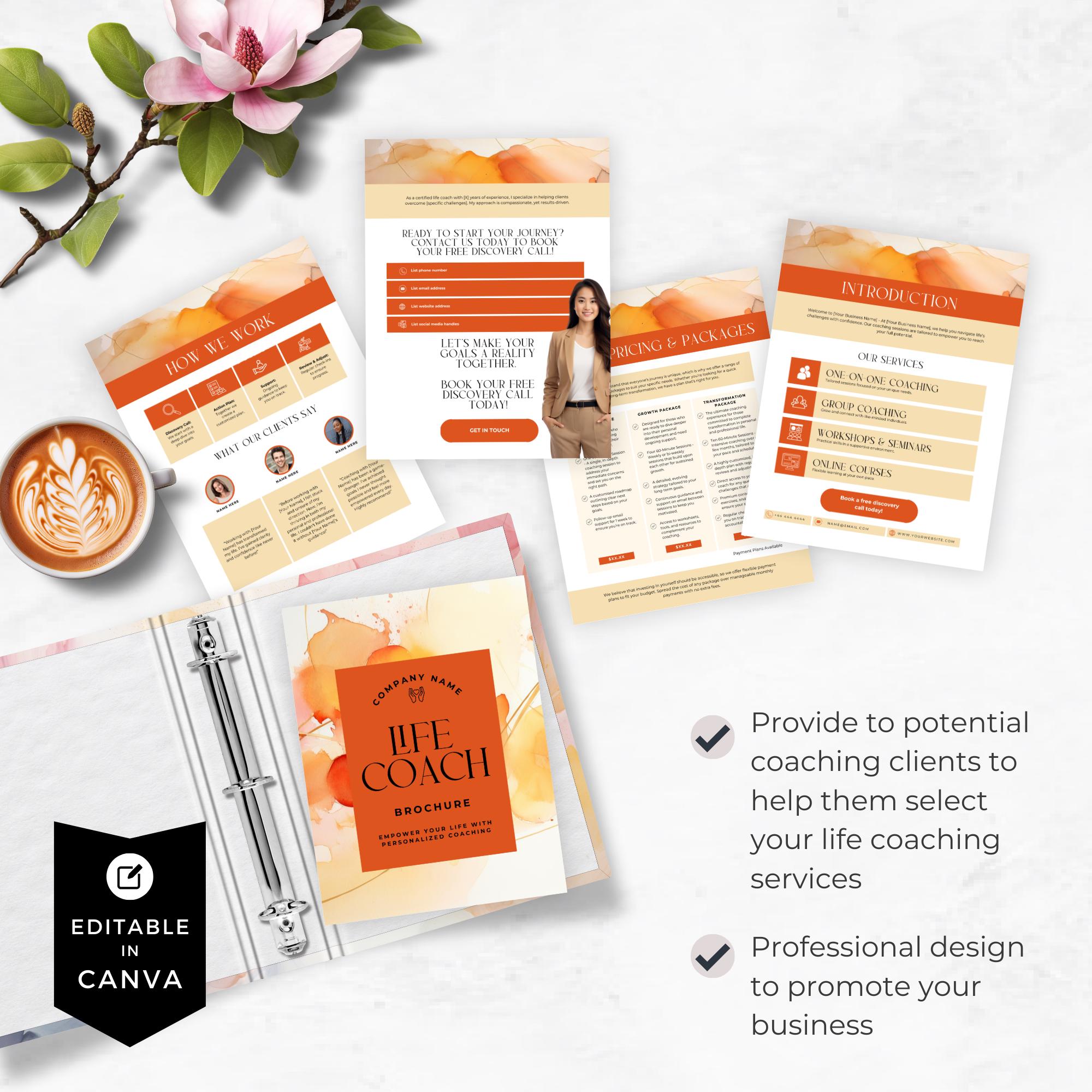 Editable Life Coach Brochure Template Promo Packet for New Clients ...