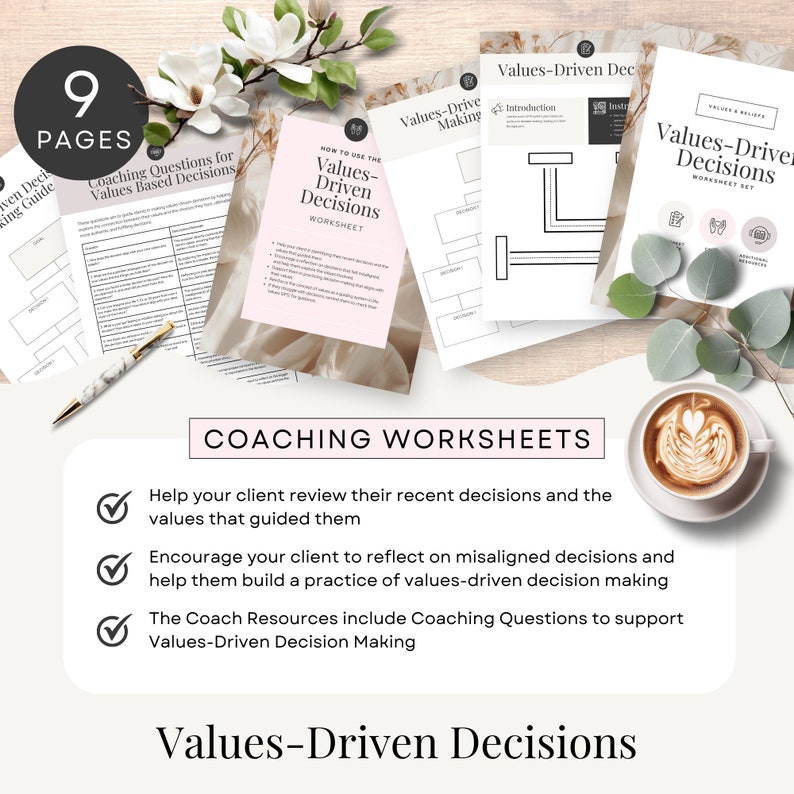 Core Values Worksheet, Values Driven Decisions, Canva Template, Self ...