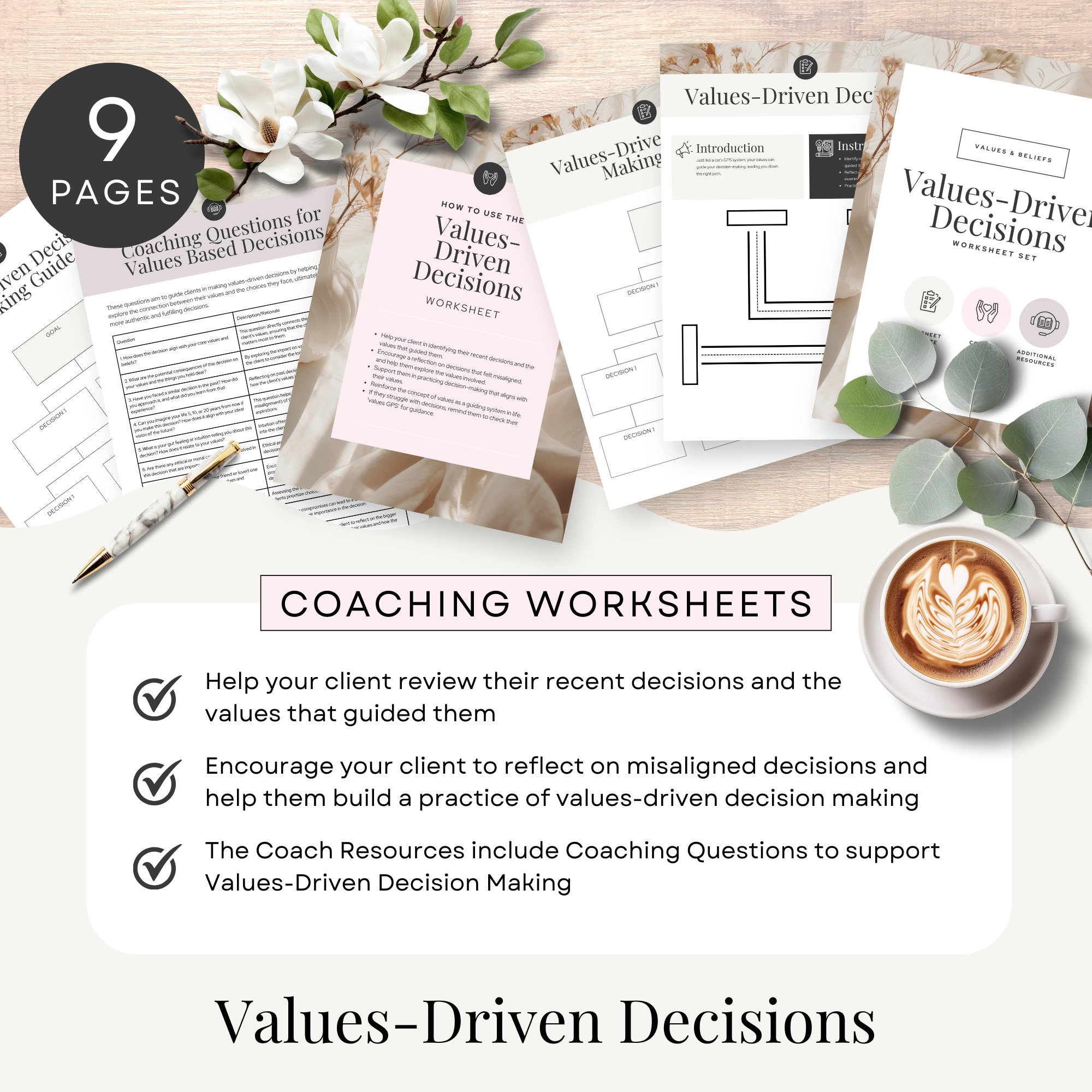 Core Values Worksheet, Values Driven Decisions, Canva Template, Self ...