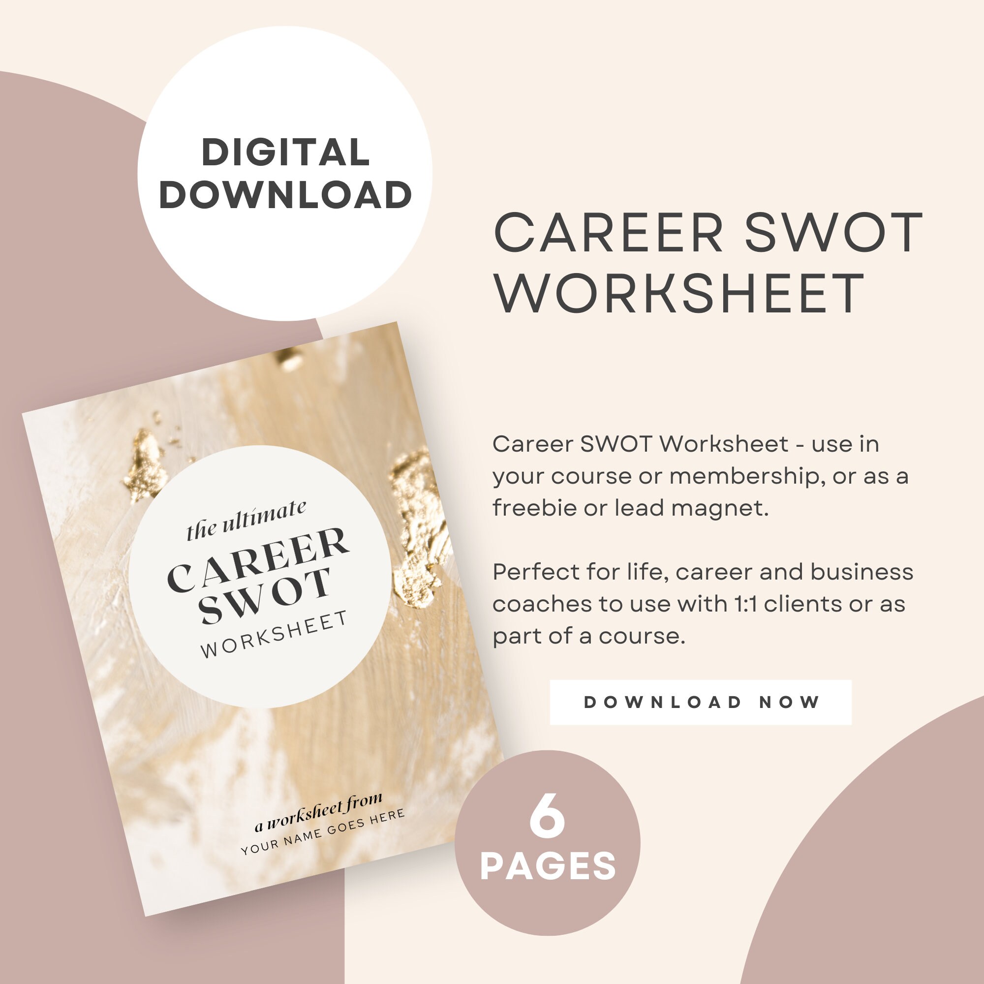 Career SWOT Worksheet for Coaches, Canva Template, Freebie, Lead Magnet ...