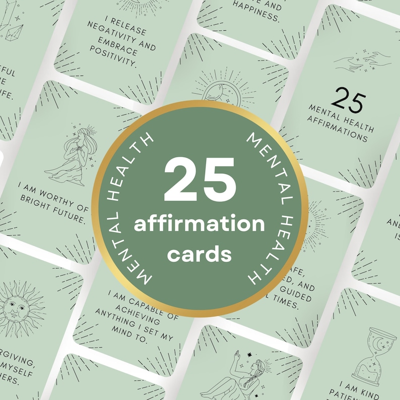 Editable Mental Health Affirmation Cards, Positive Thinking, Wellbeing ...