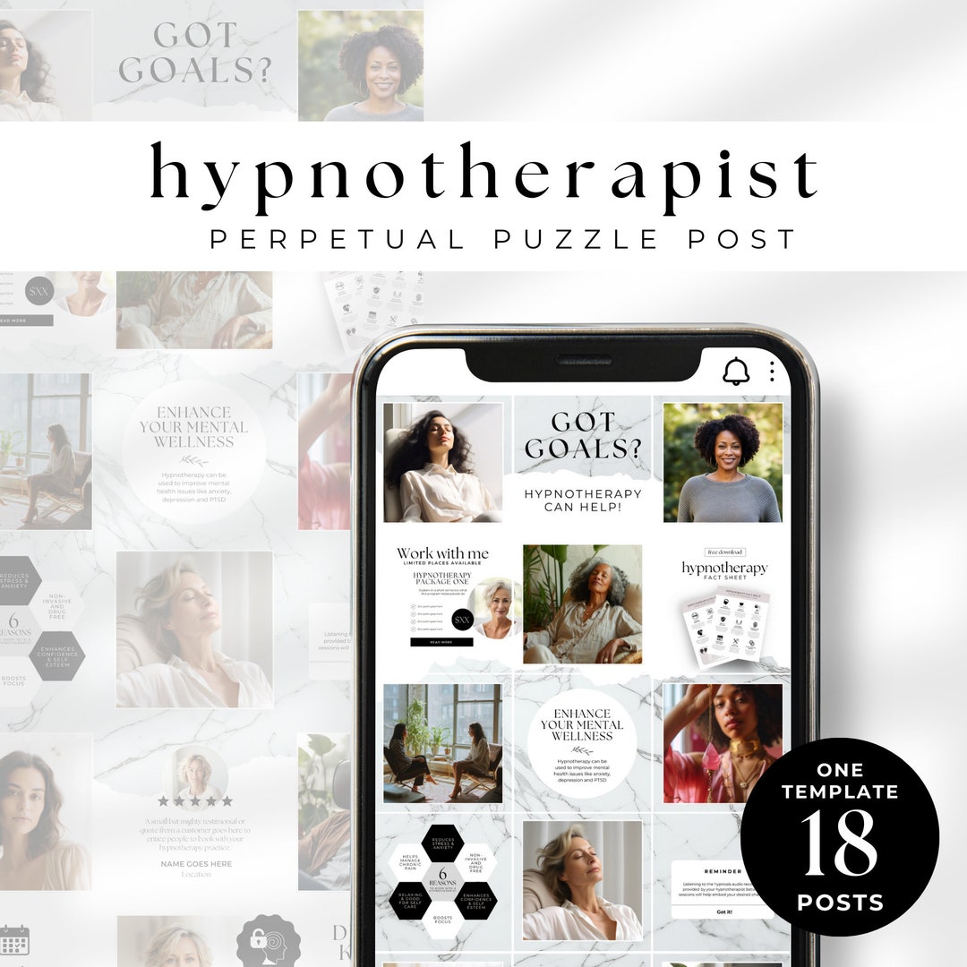 Hypnotherapist Instagram Puzzle Posts, Canva Template, Seamless Grid ...