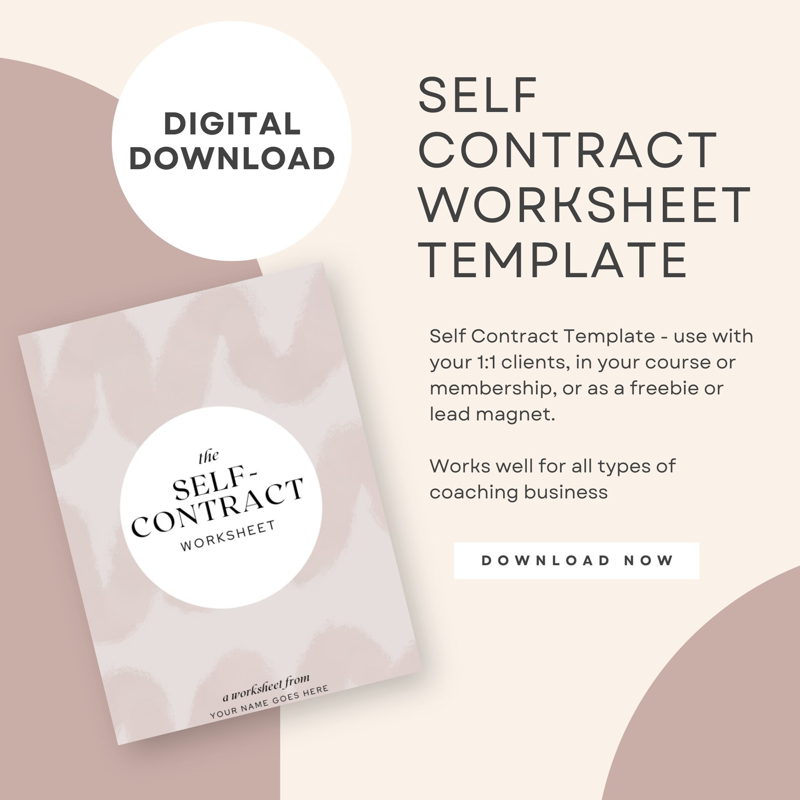 Self Contract Worksheet Template, Freebie, Lead Magnet, Canva Template DIGITAL Download US ...