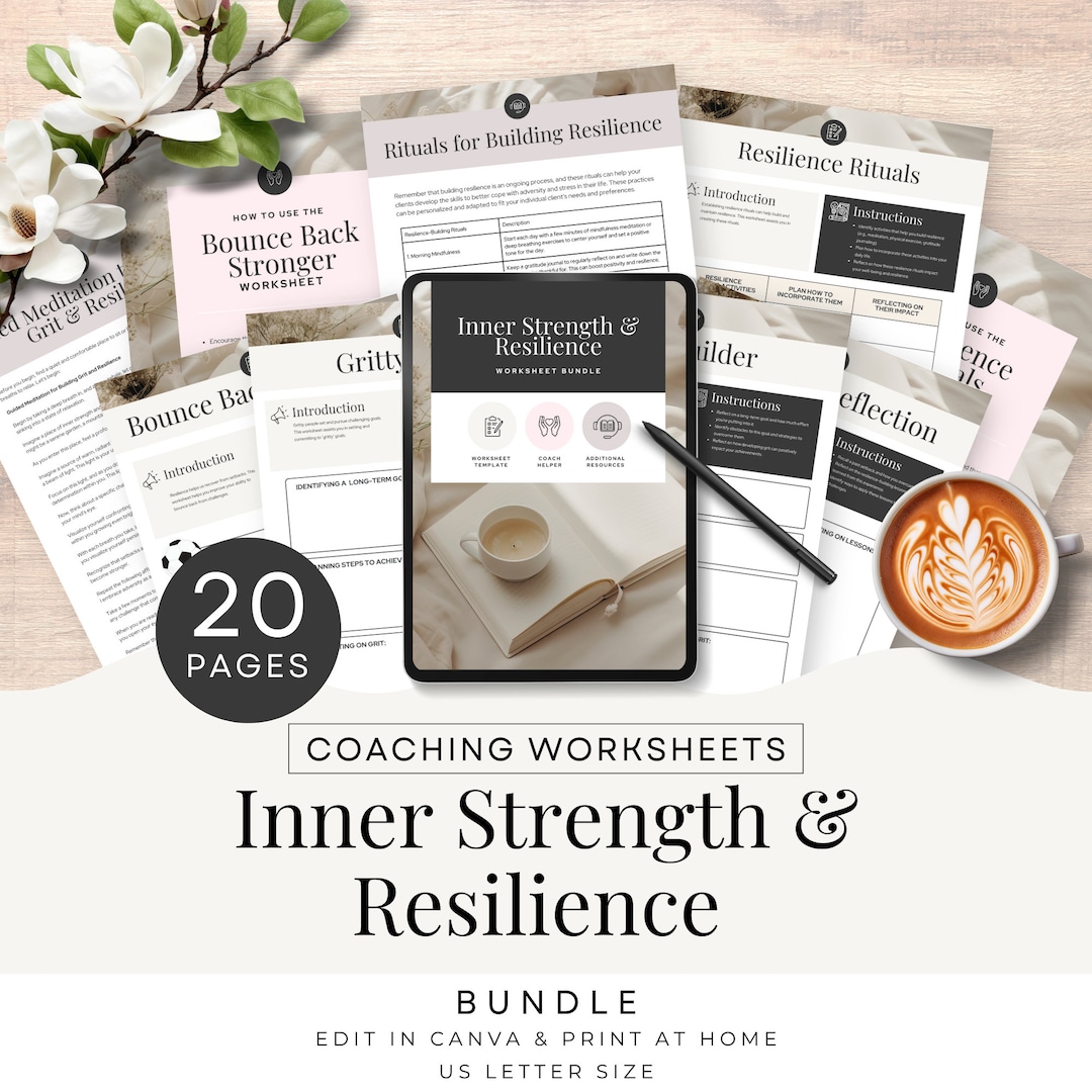 Mindset Coach Worksheets, Inner Strength Grit and Resilience Tool ...