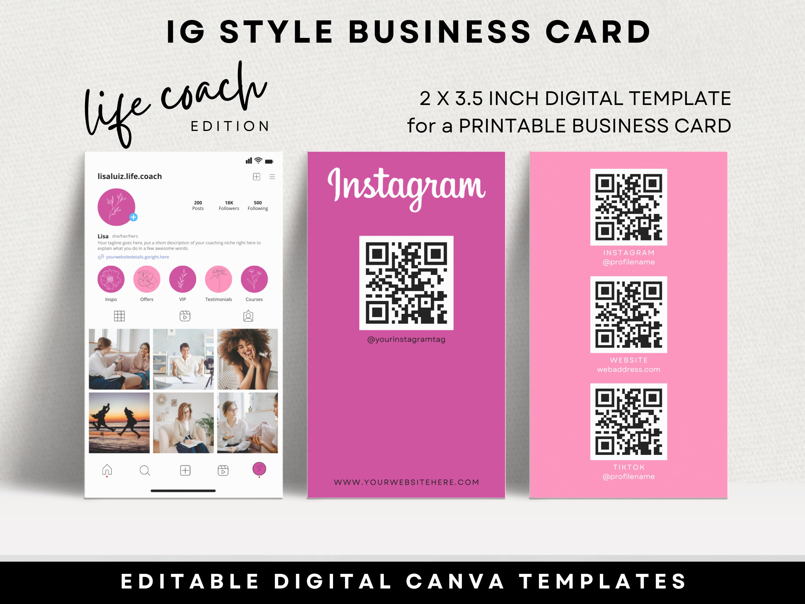 Coach Business Card IG Style Canva Template, Biz Card to Match Socials ...