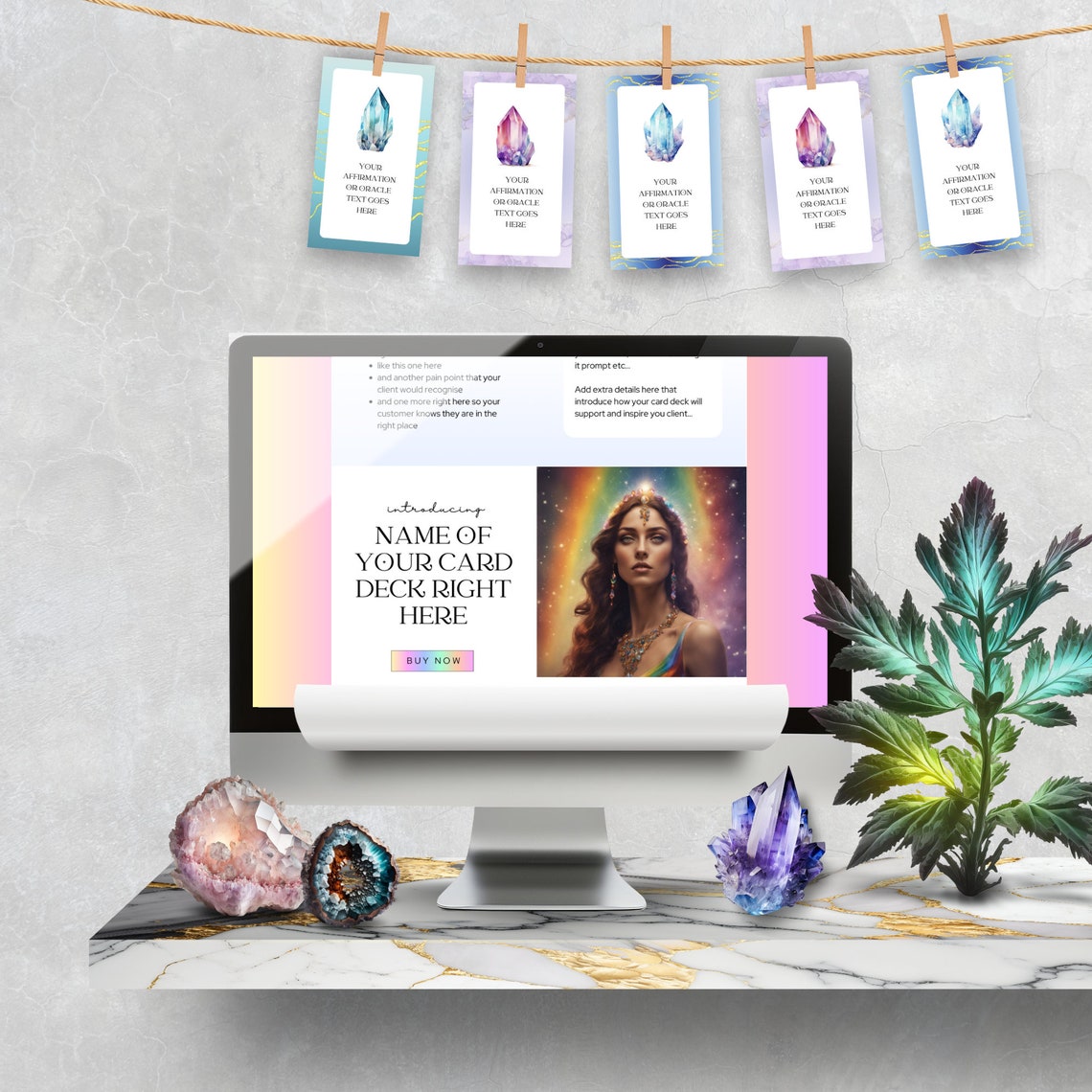 Oracle Card Creator Canva Template, Affirmation Card Deck DIY, Sales ...