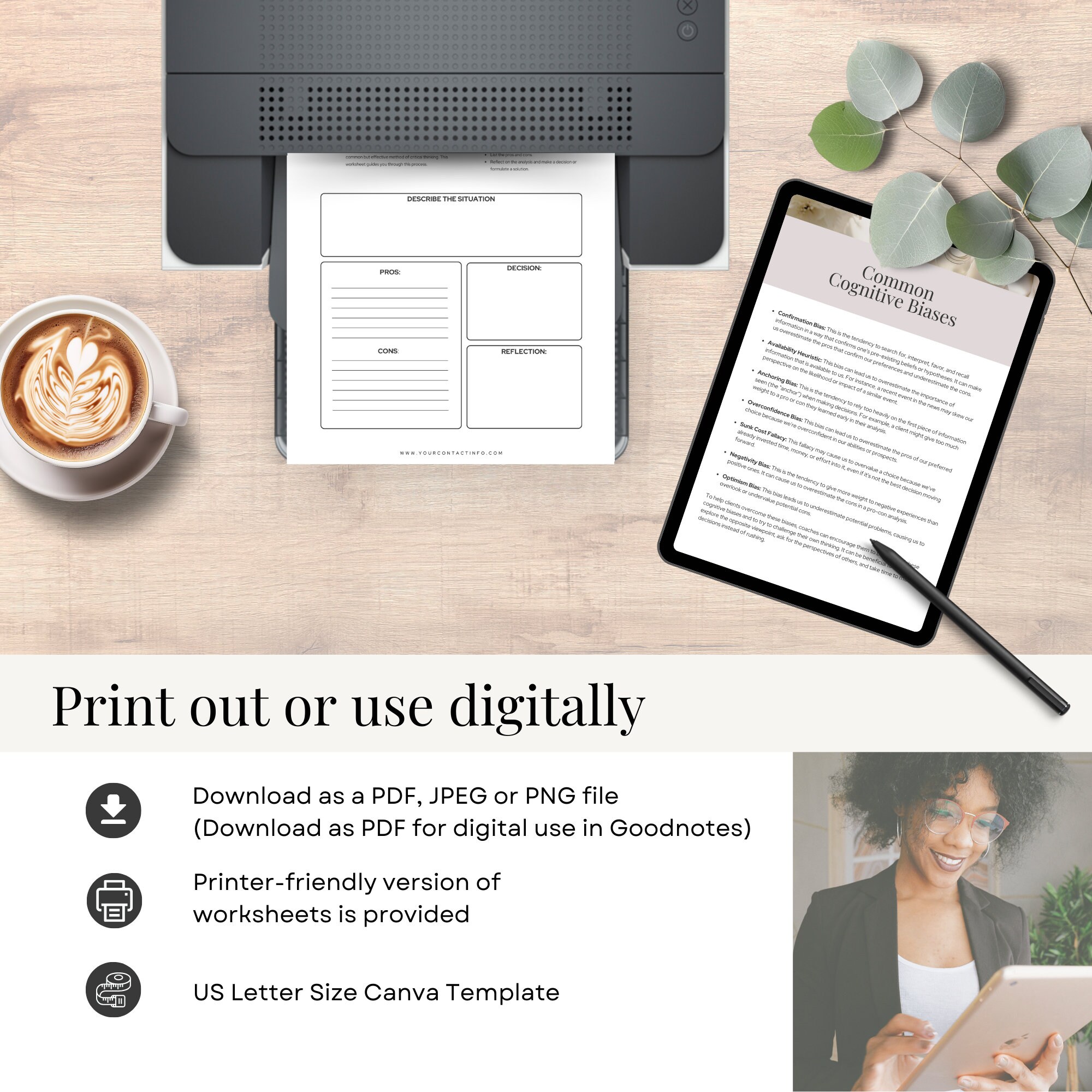 Pros and Cons Analysis Worksheet Canva Template Coaching - Etsy