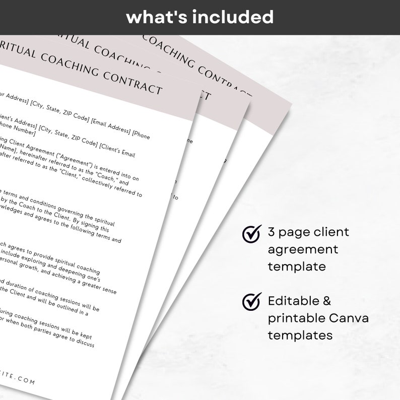 Spiritual Coach Contract Template, Client Onboarding, Edit in Canva, US ...