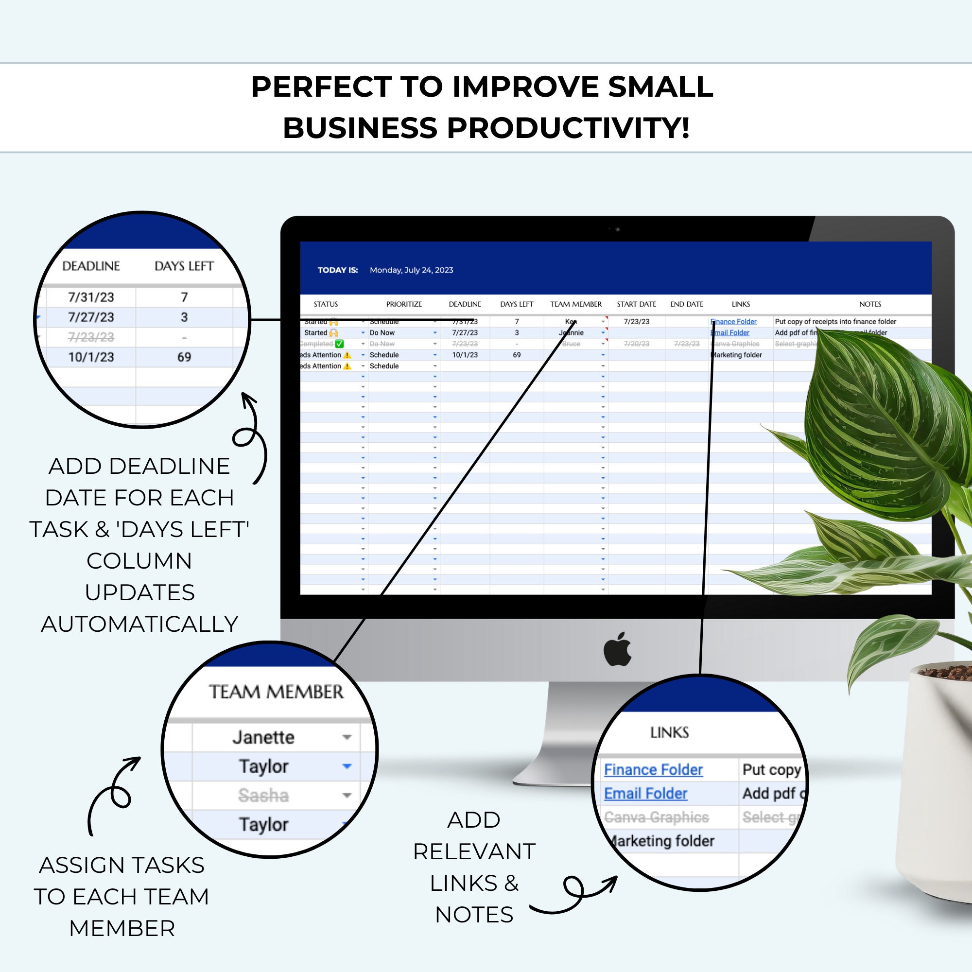 Team Manager Spreadsheet, Task Tracker Google Sheet Template for Small ...