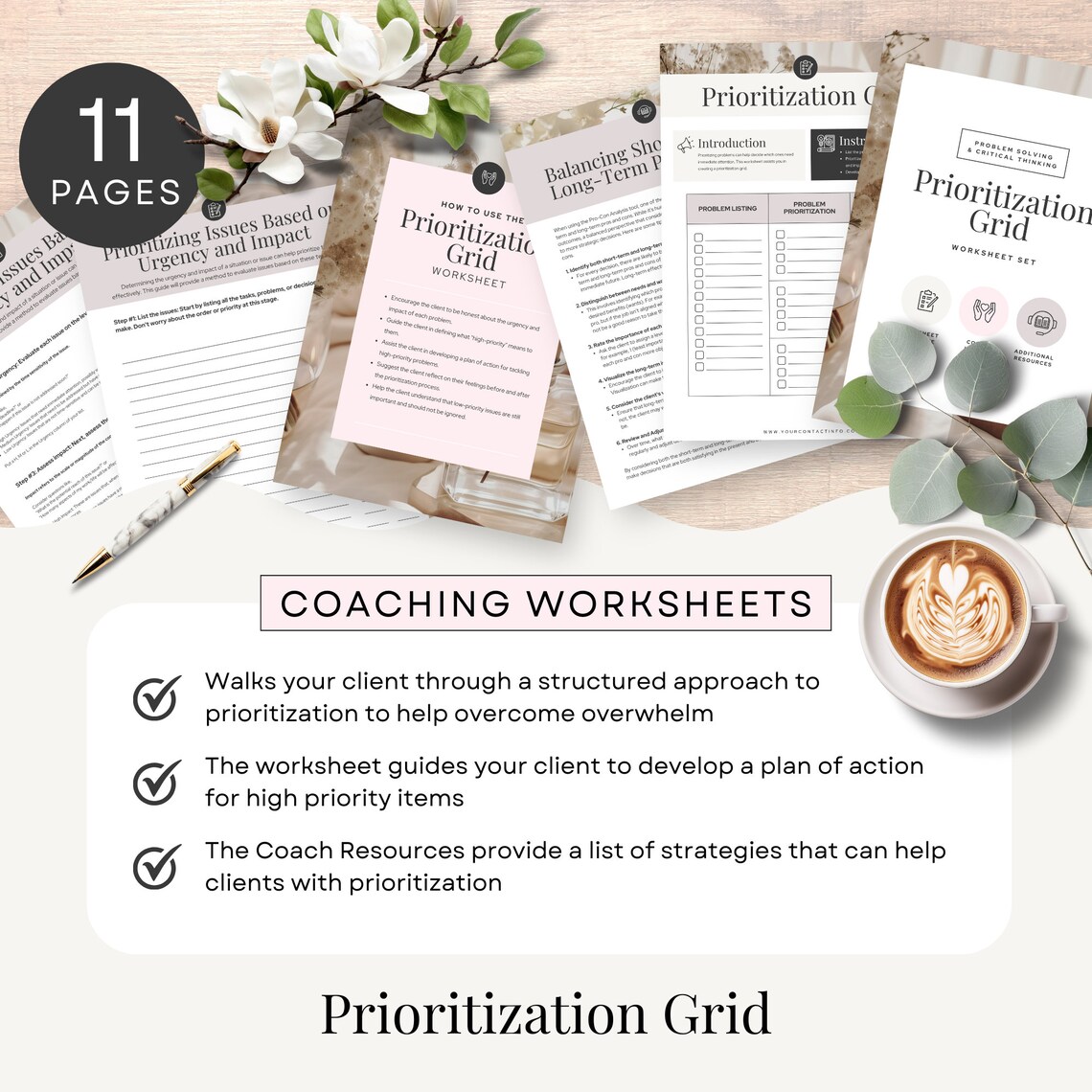 Prioritization Worksheet Canva Template, Decision Making, Coaching Life ...