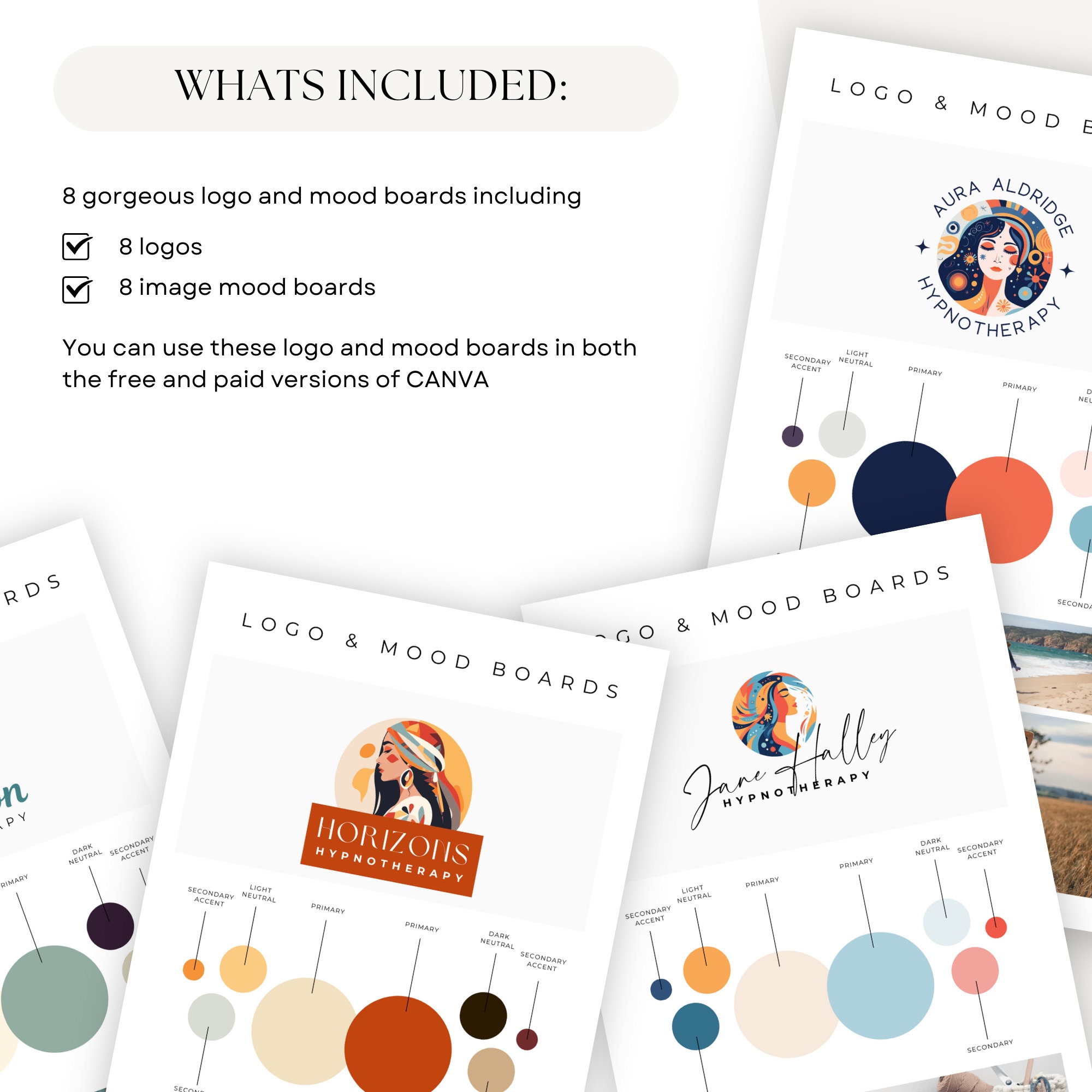 Hypnotherapy Logo Mood Board Canva Template, DIY Branding for ...