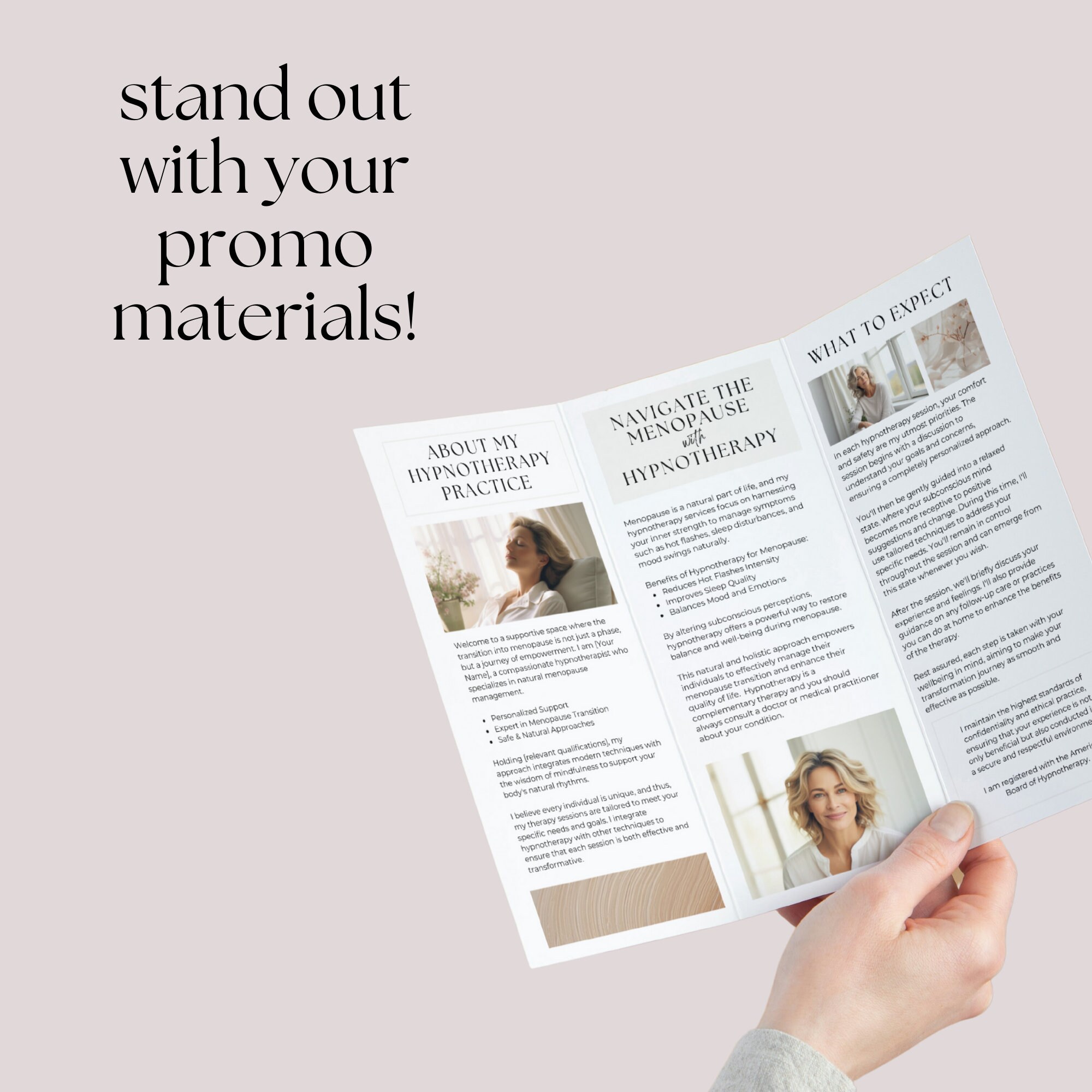 Hypnotherapy Tri Fold Leaflet Canva Template, Menopause Support ...