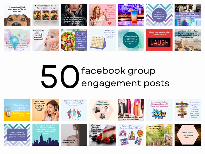 Facebook Group Engagement Posts Vol. 1 INSTANT DOWNLOAD Canva Templates ...
