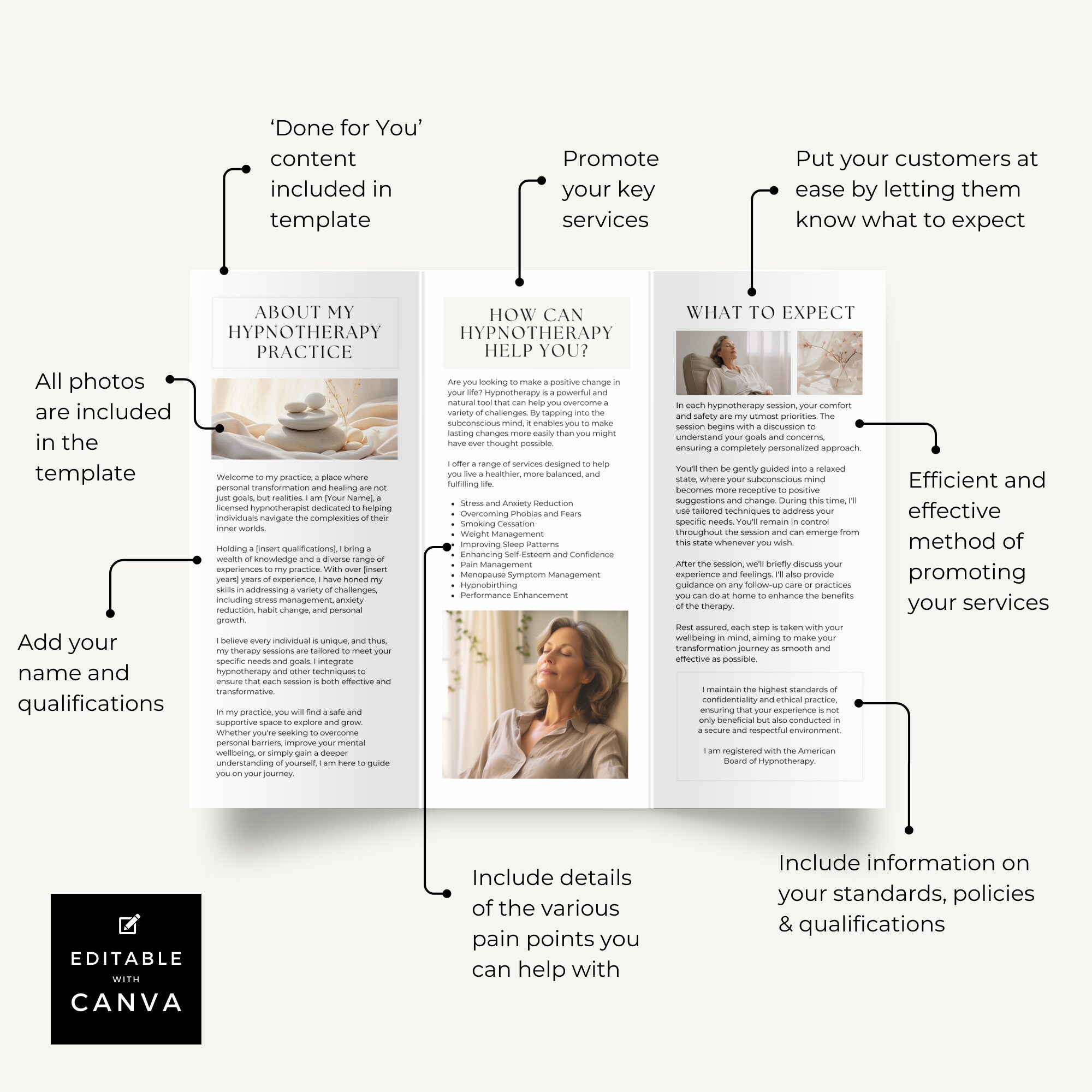 Hypnotherapy Tri Fold Leaflet Canva Template, Hypnotherapist Marketing ...