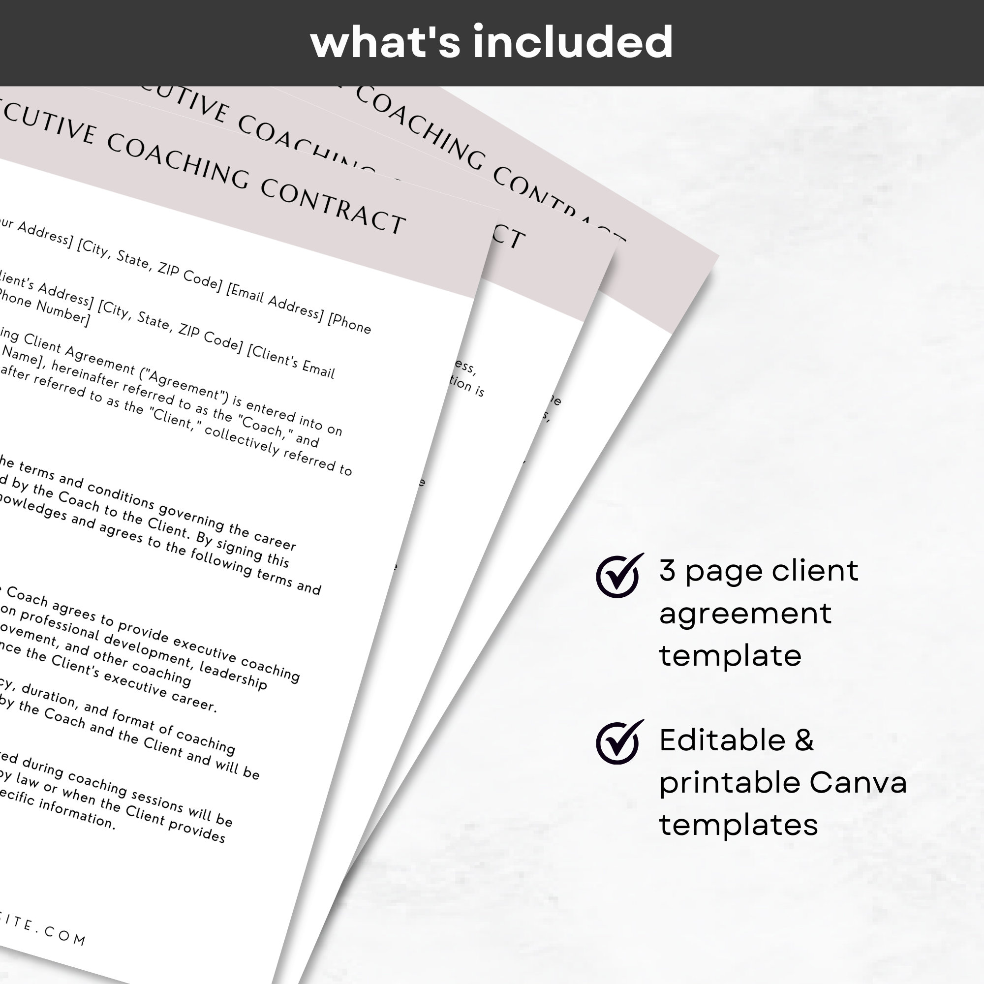 Executive Coaching Contract, New Client Agreement Canva Template, US ...