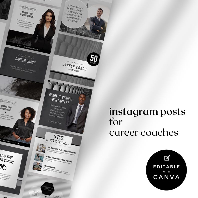 Career Coach Insta Posts Canva Template Instagram Career Transition ...