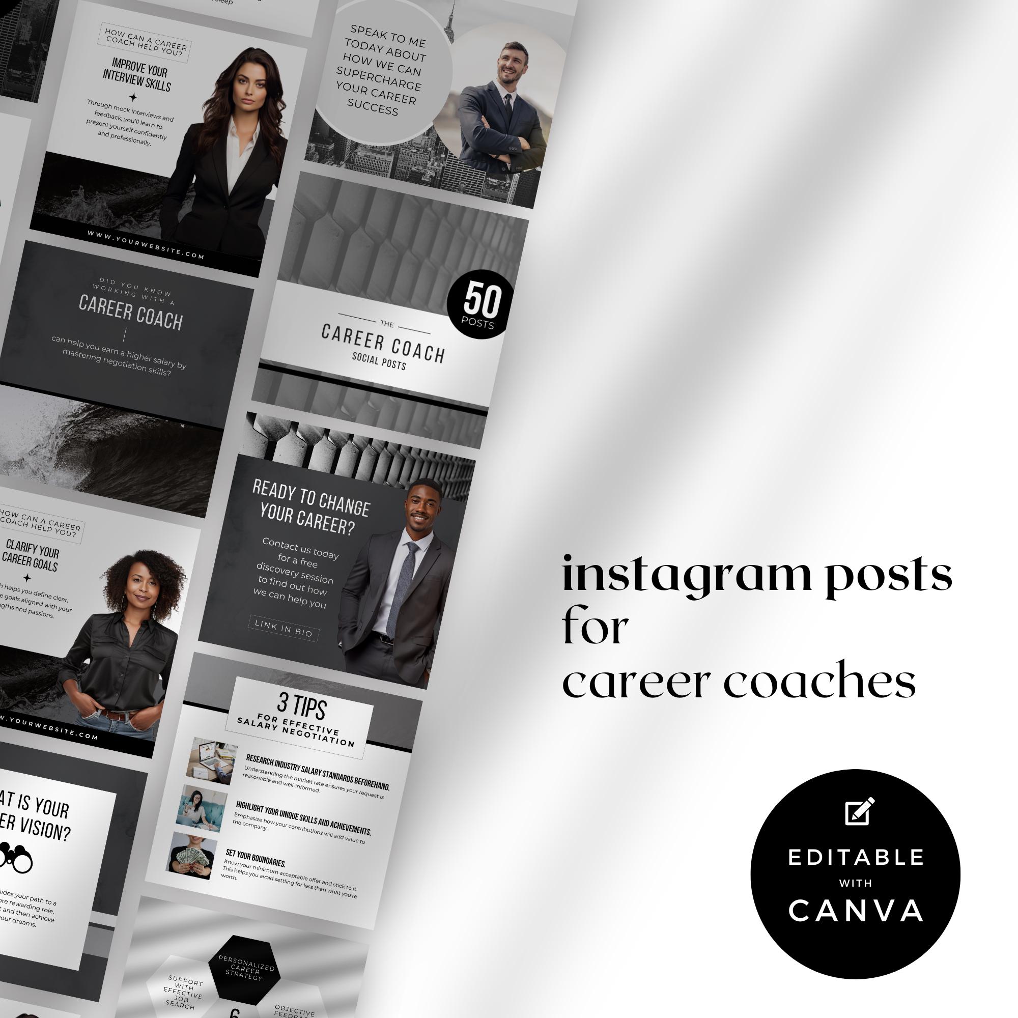 Career Coach Insta Posts Canva Template Instagram Career Transition ...