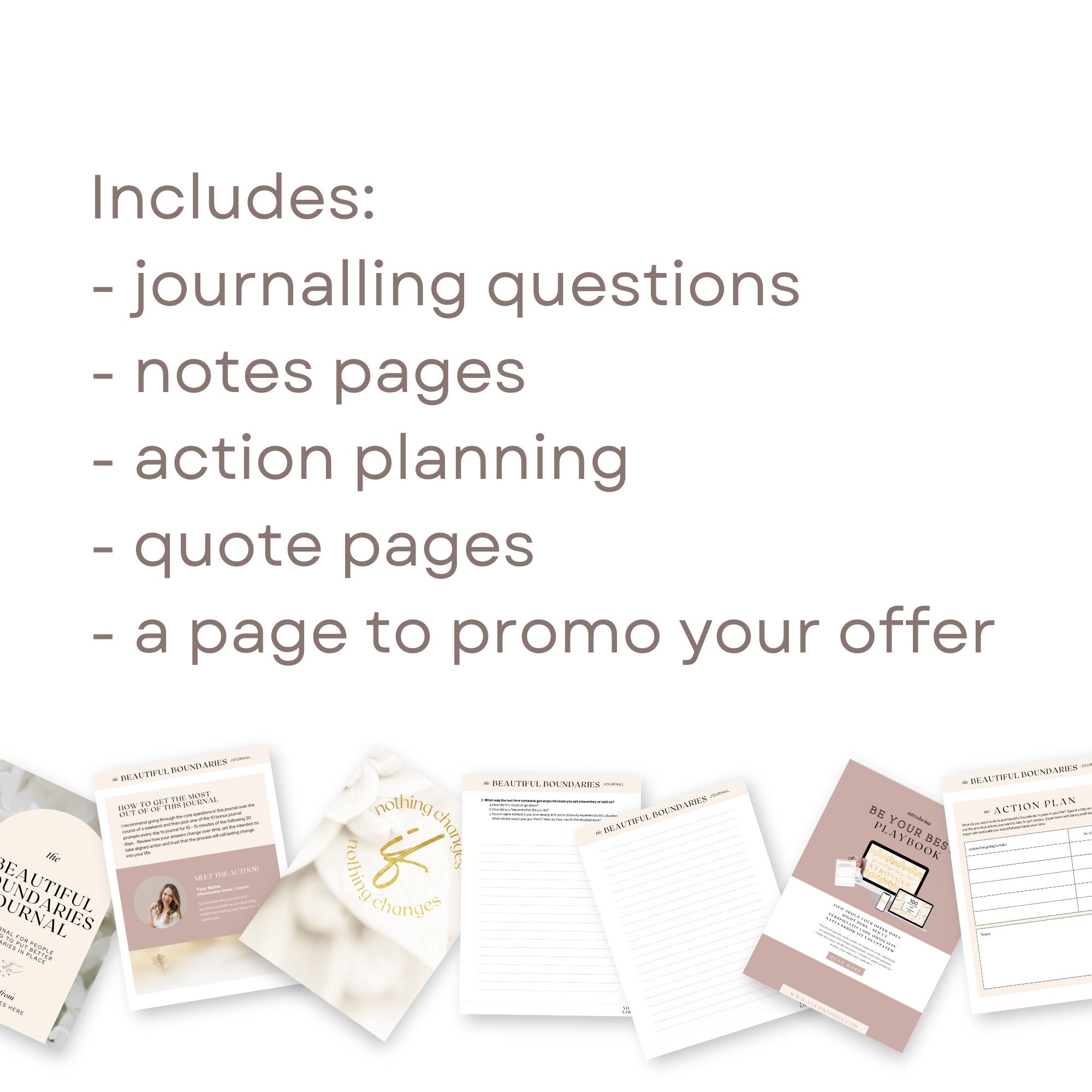 Lead Magnet Canva Template, Done for You Beautiful Boundaries Journal, Freebie, Ebook for ...