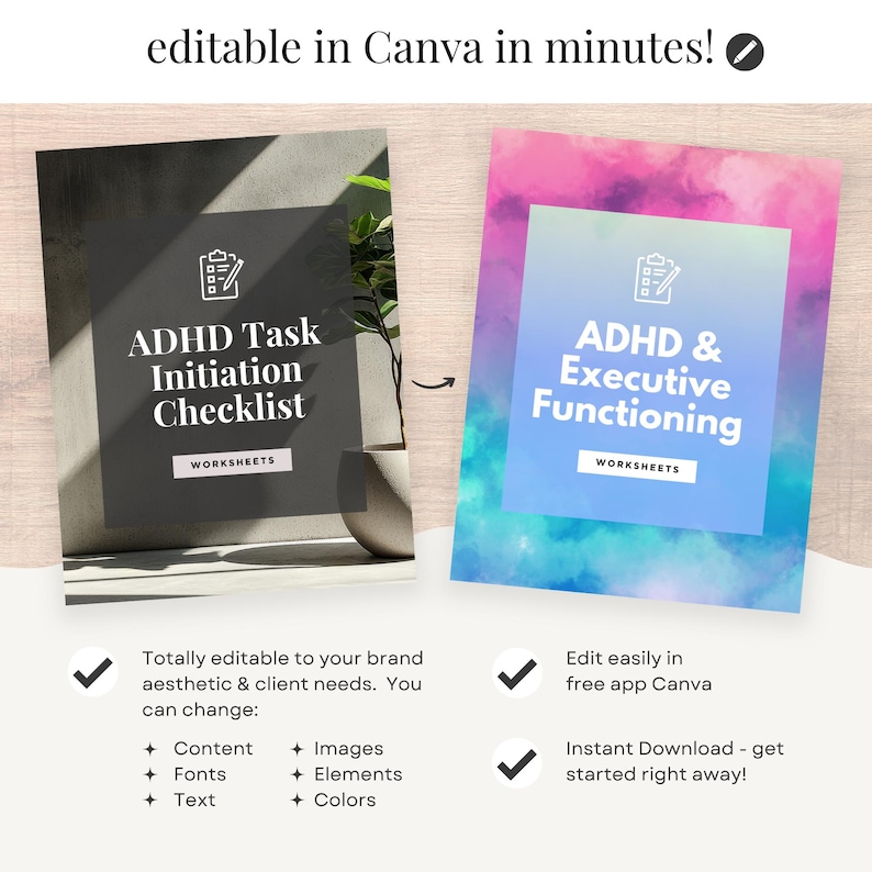 ADHD Task Initiation Worksheet Checklist Executive Functioning Coach ...