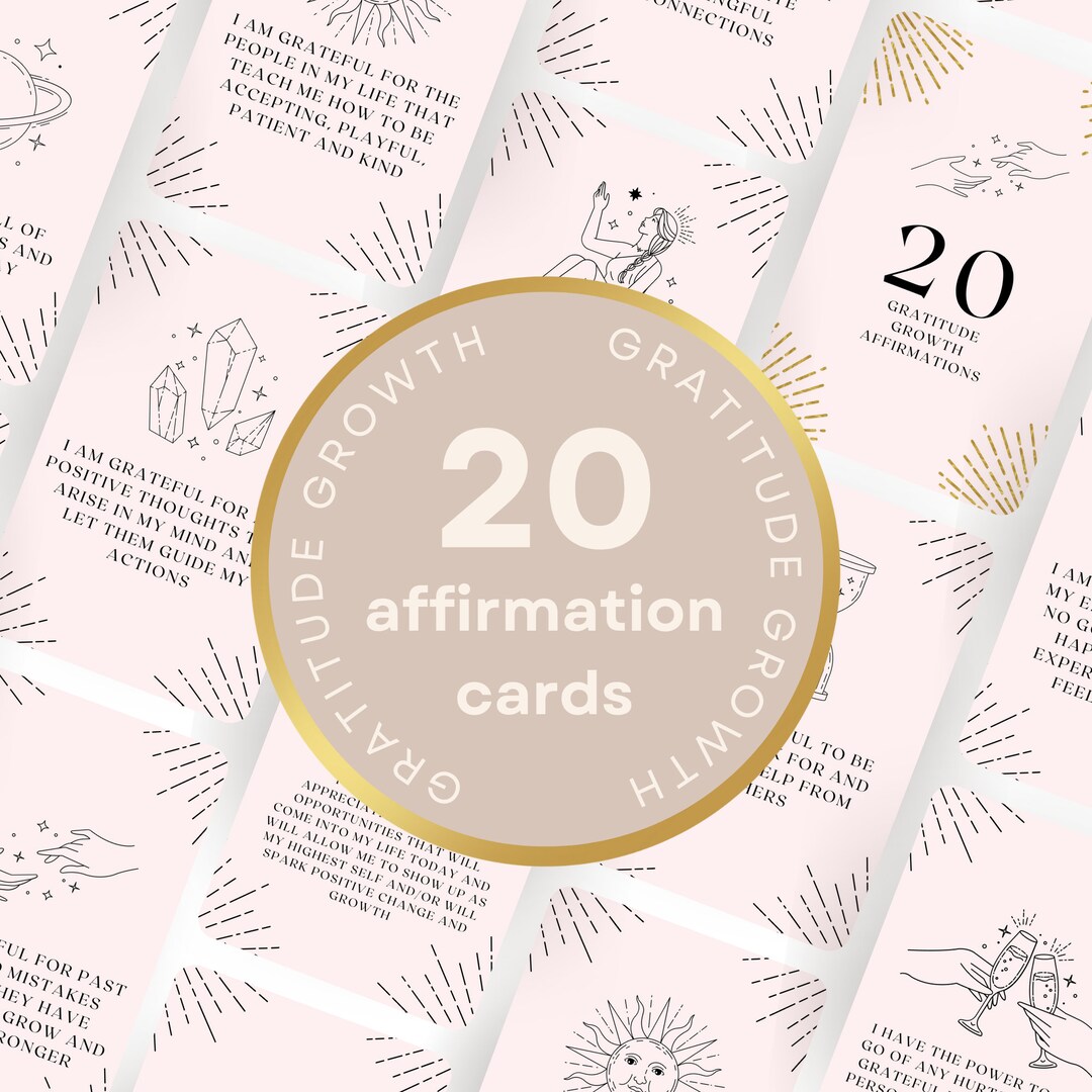 Affirmation Cards Printable - Gratitude Growth, Freebie, Lead Magnet ...