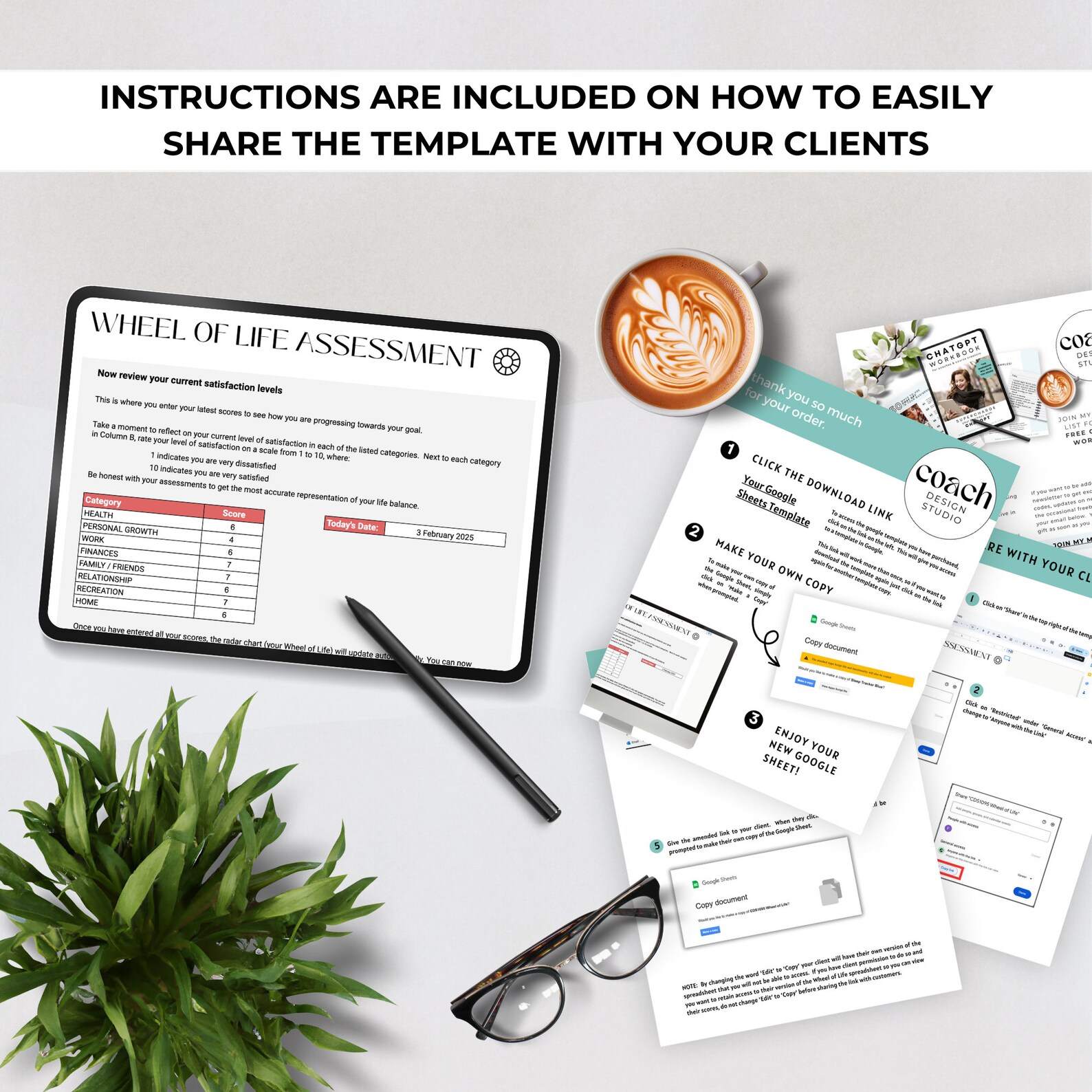Wheel of Life Google Sheet Template for Coaches Client Life Balance ...