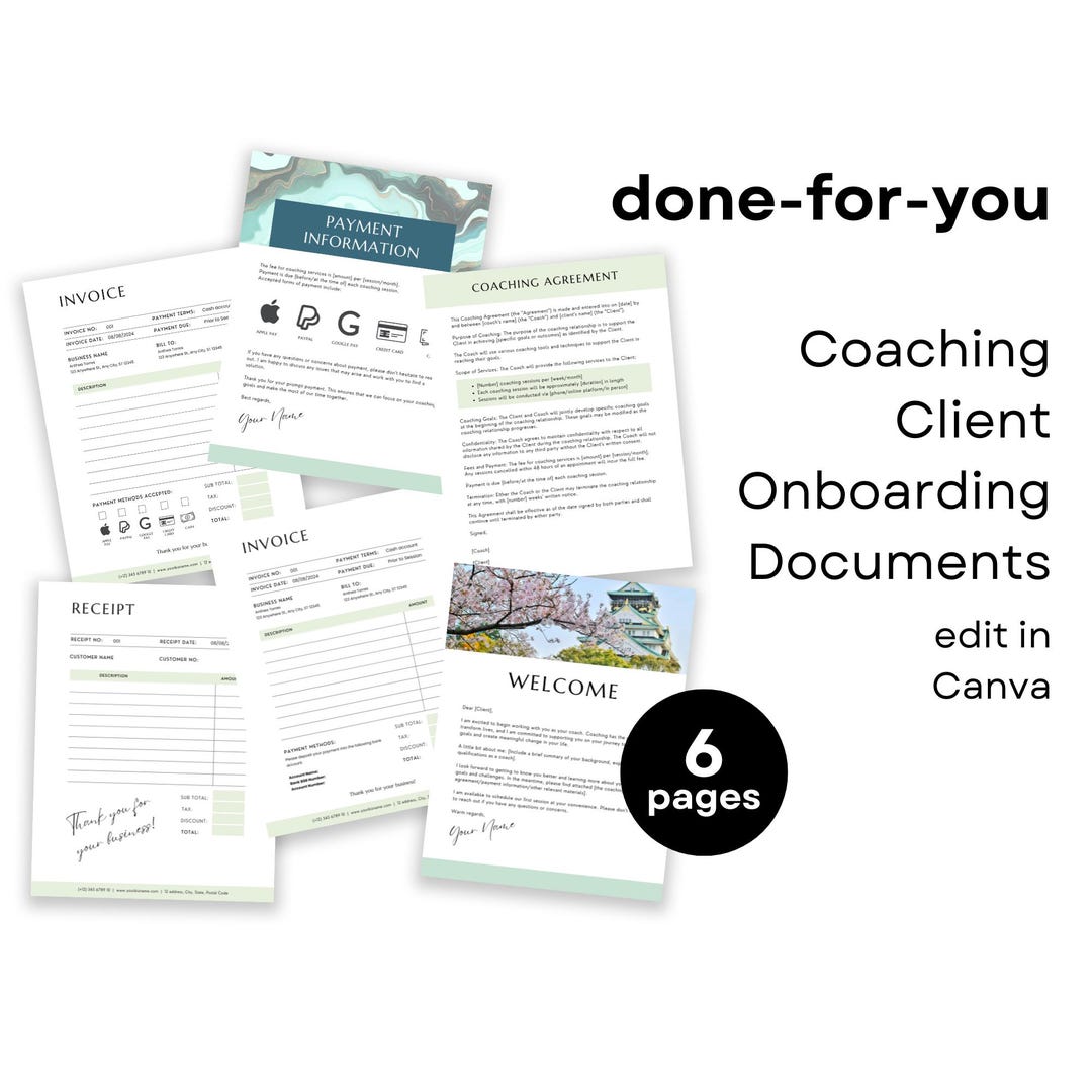 Coaching Client Onboarding Documents Canva Template Welcome Letter ...