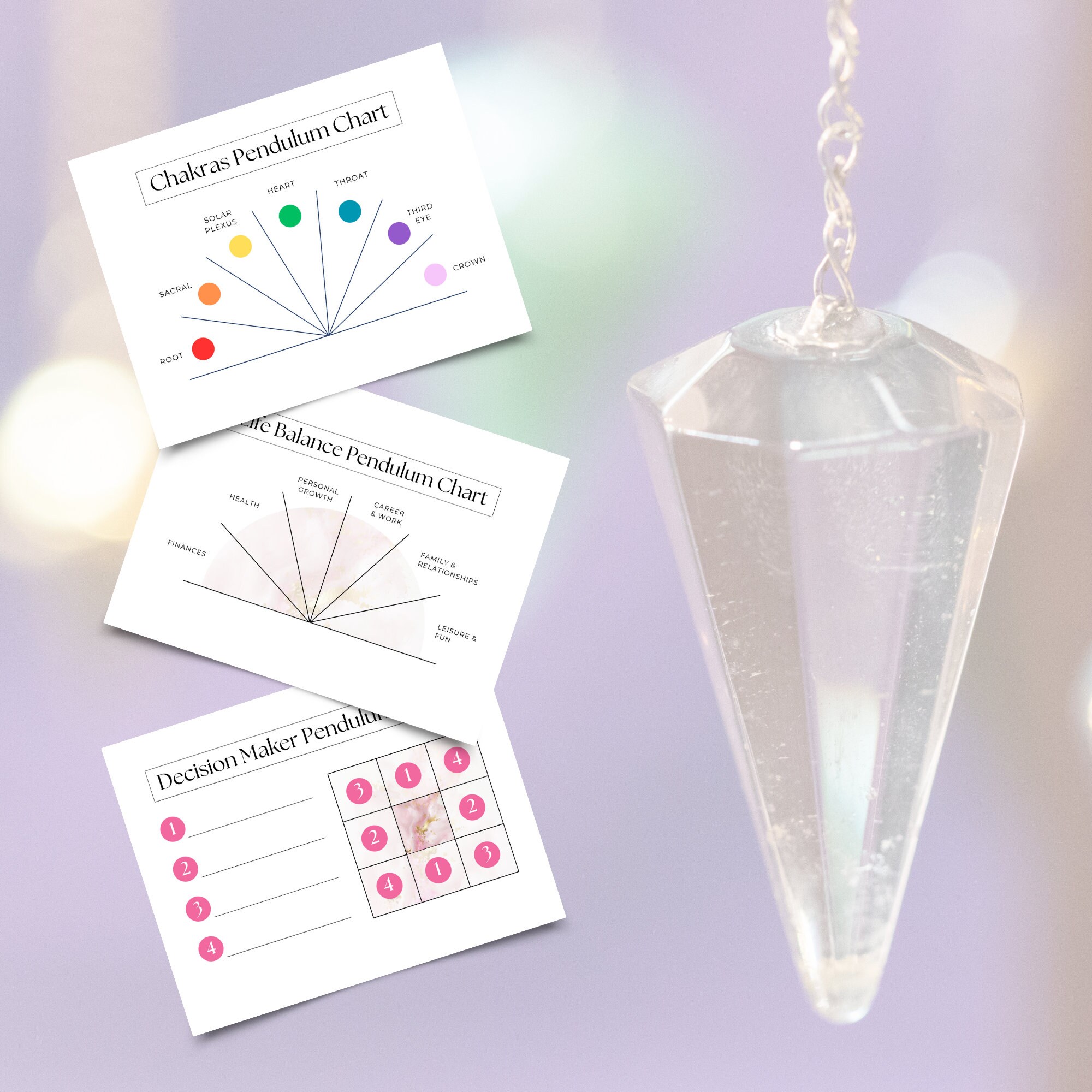 Pendulum Chart Bundle Spiritual Coach, Dowsing Board Printable ...