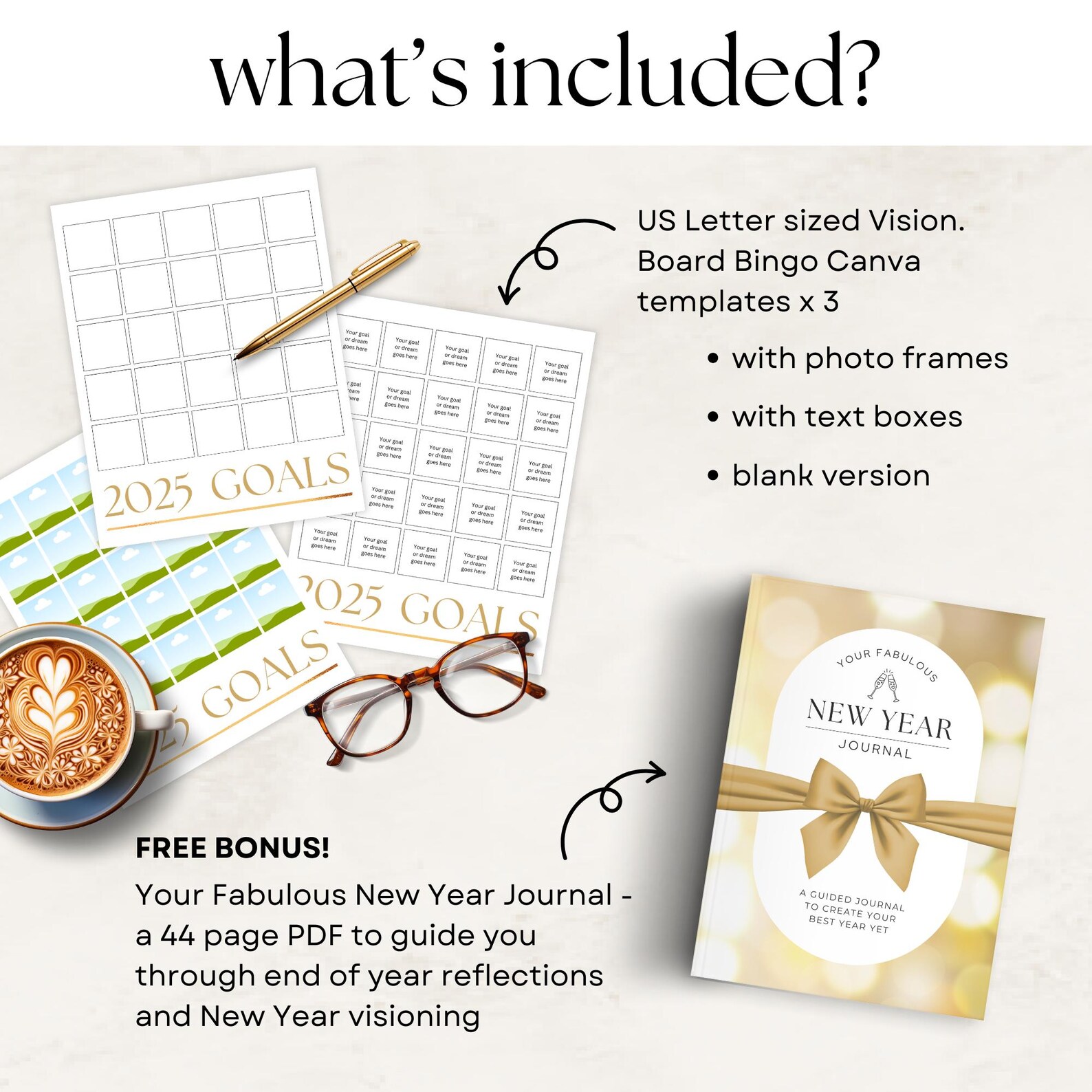 Vision Board Bingo 2025 New Year Resolutions Dream Manifestation ...