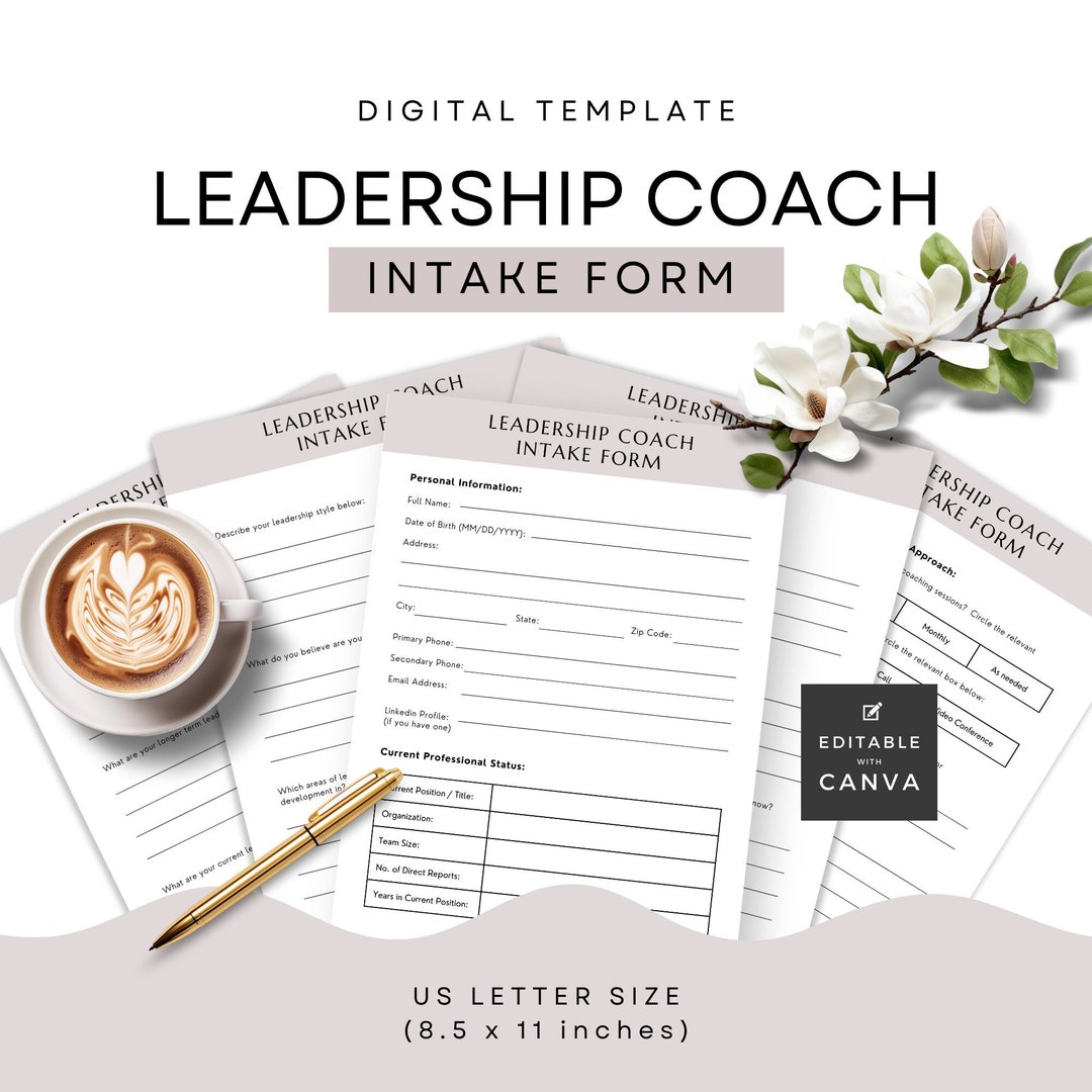 Leadership Coaching Template, Intake Form, Edit in Canva, Client ...