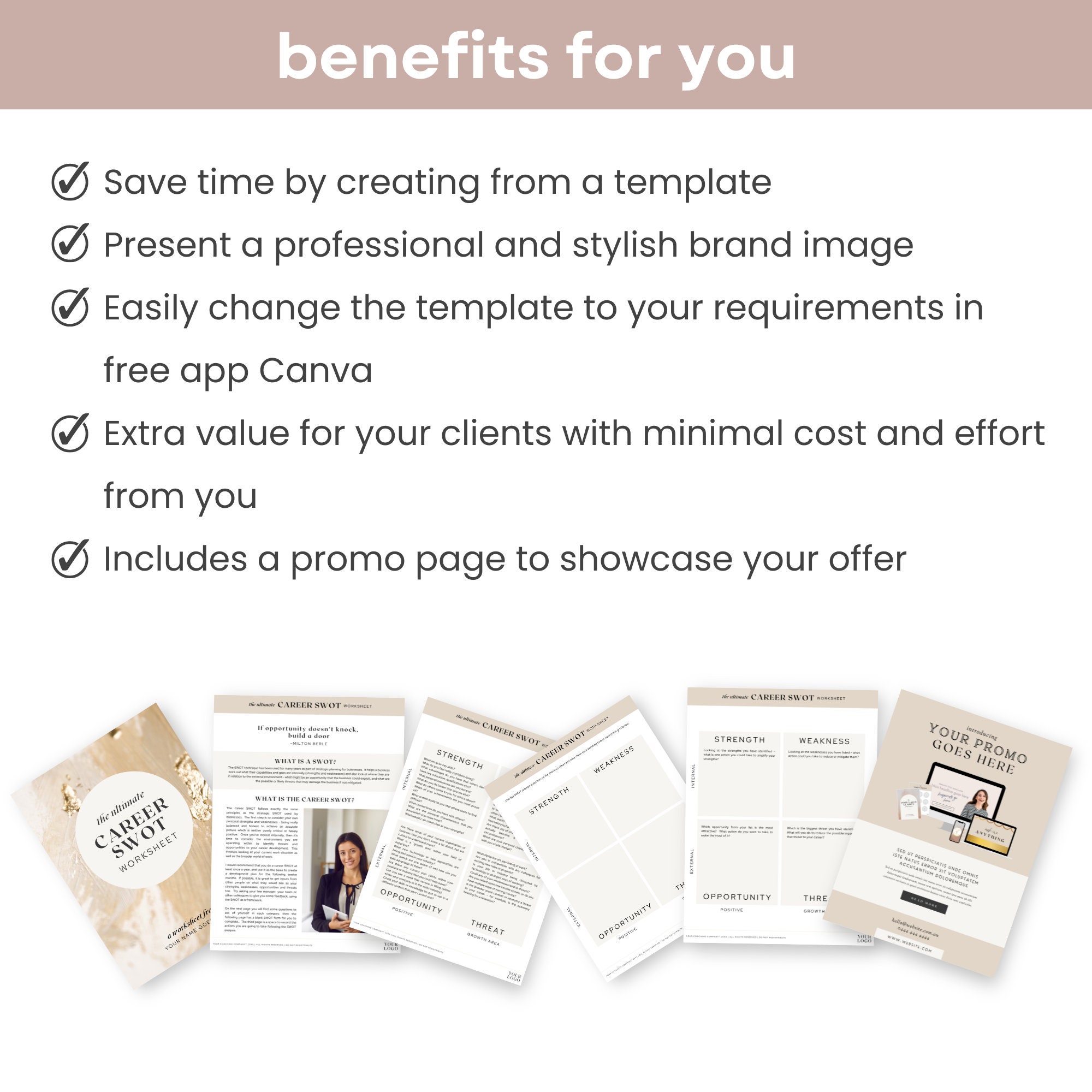 Career SWOT Worksheet for Coaches, Canva Template, Freebie, Lead Magnet ...