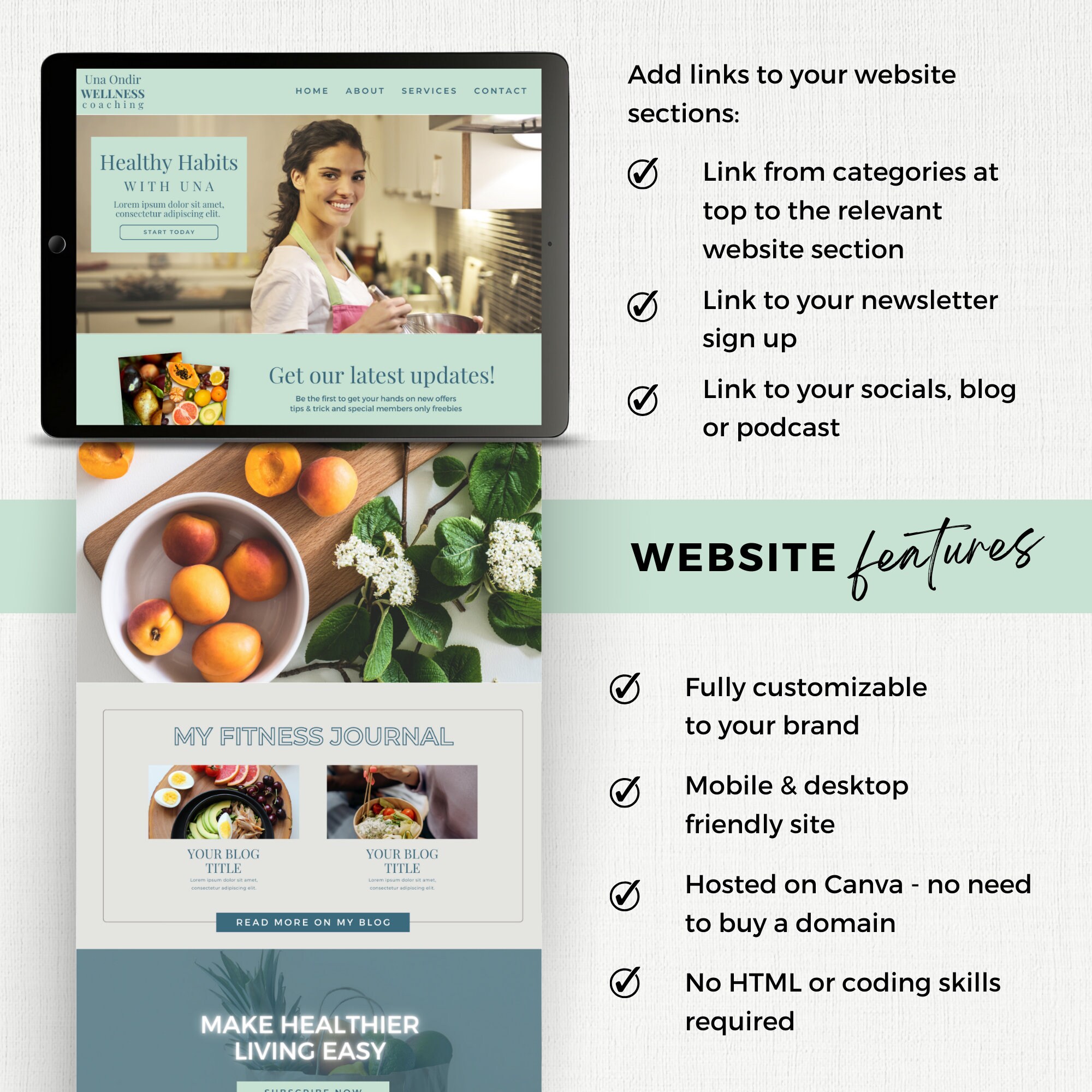 Health Coach Canva Website Template, Coaching Landing Page, Wellness ...
