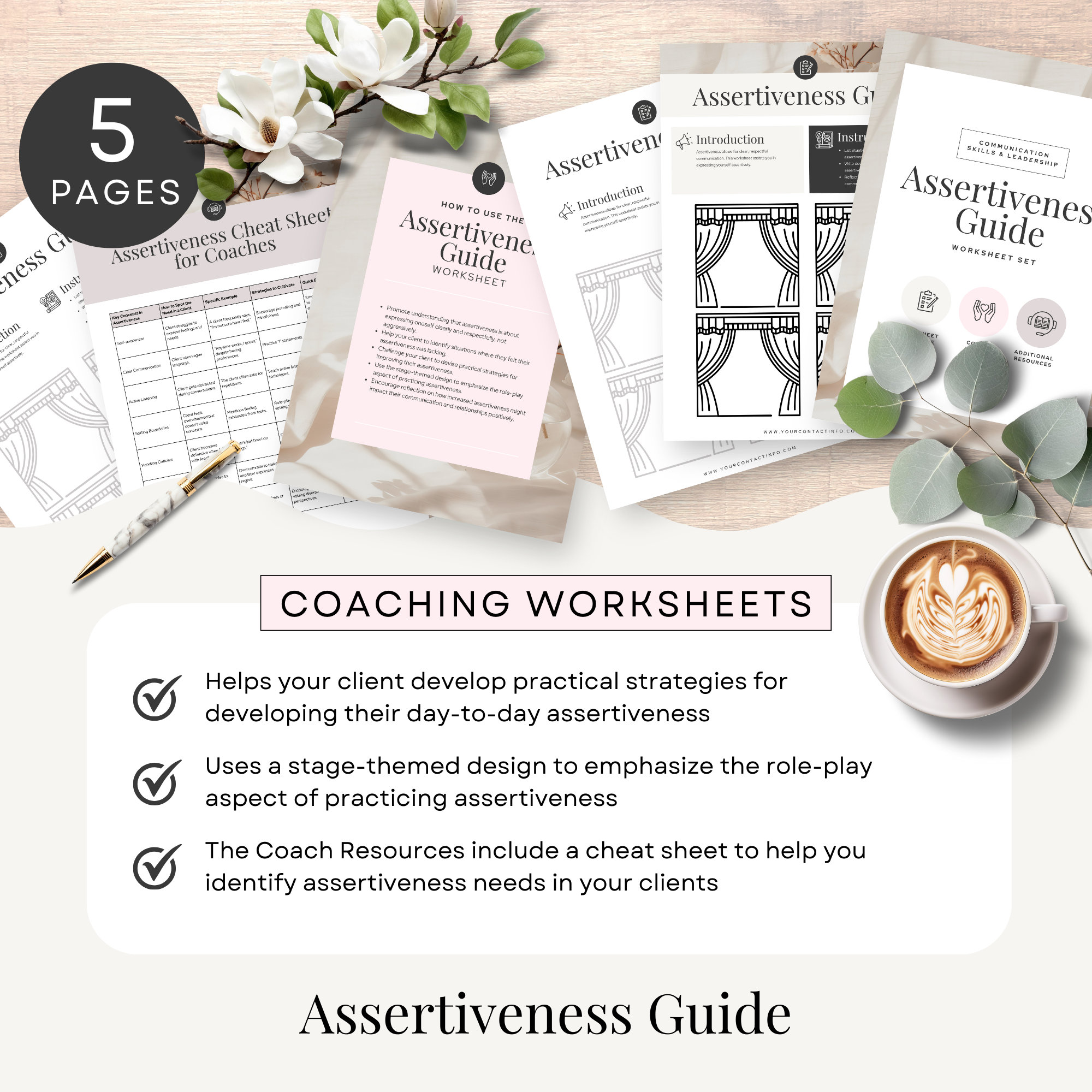 Assertiveness Guide Worksheet Canva Template, Confidence and Communication Life Coach Tools ...