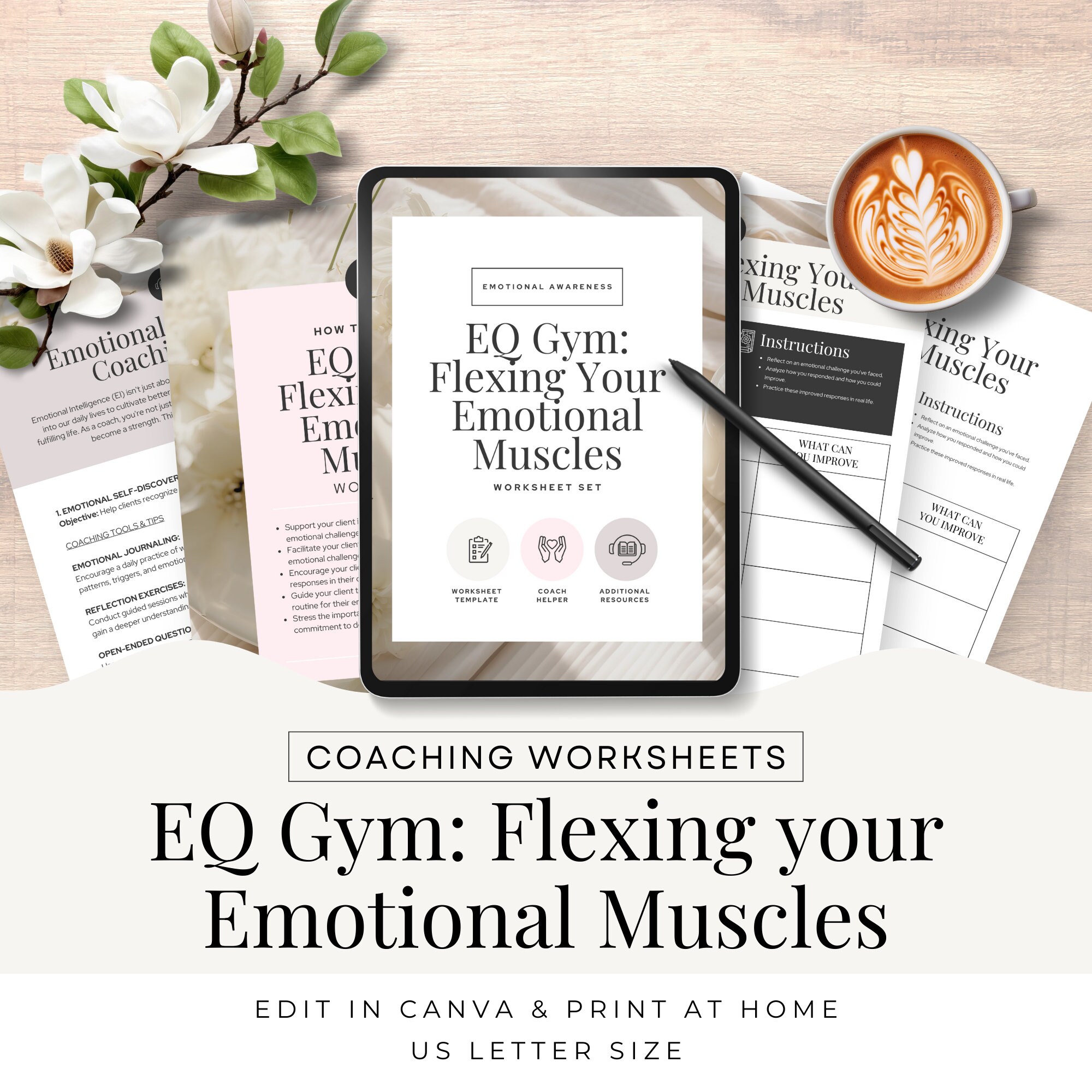 Emotional Workout Worksheet, Canva Template, EQ Emotional Regulation ...