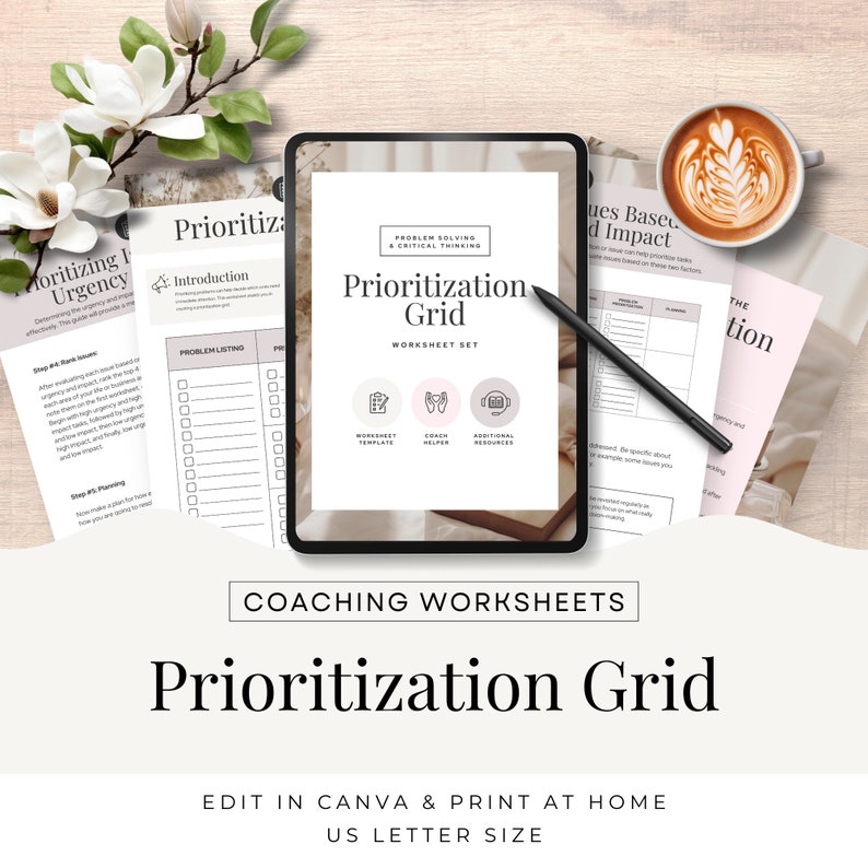Prioritization Worksheet Canva Template, Decision Making, Coaching Life ...