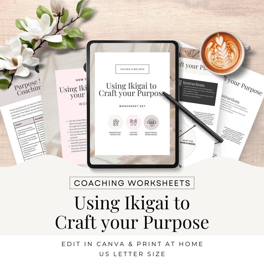 Ikigai Worksheet Canva Template, Uncover Your Purpose, Authentic Self ...