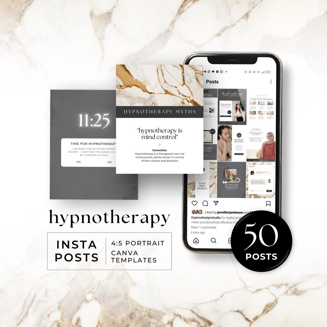 Hypnotherapy Insta Posts Canva Template, Hypnotherapist Instagram IG ...