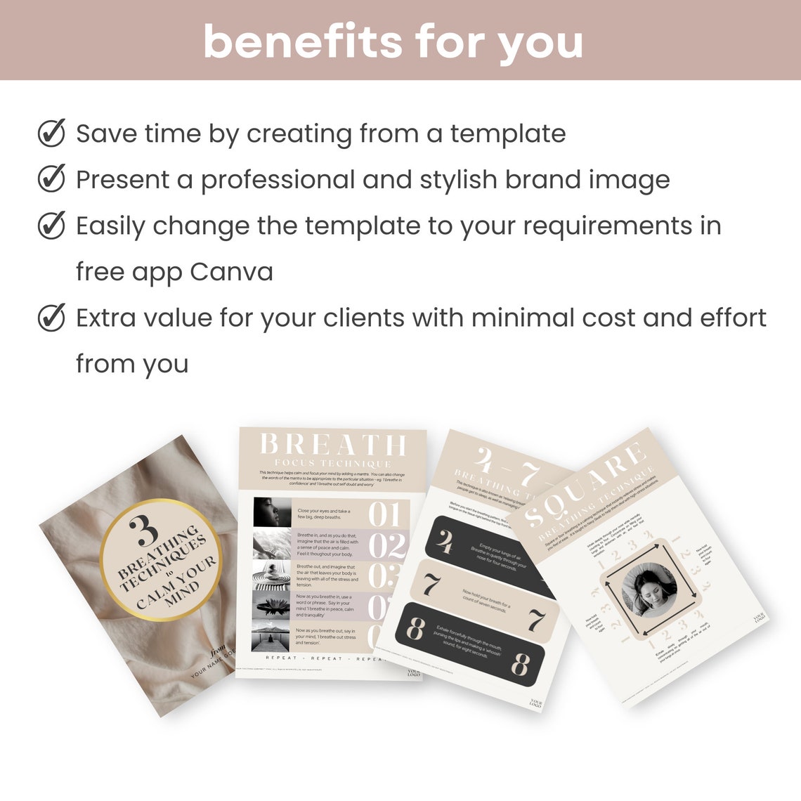 Breathing Exercises Handout, Done for You Freebie, Lead Magnet, Canva ...
