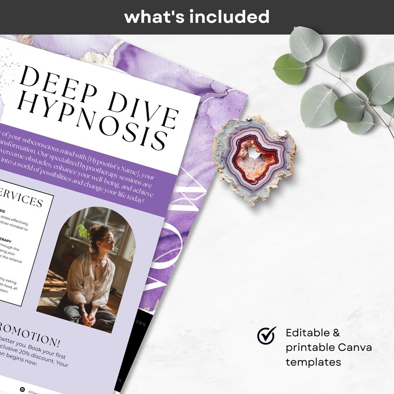 Hypnotherapist Flyer Canva Template Hypnotherapy Marketing Hypnosis ...