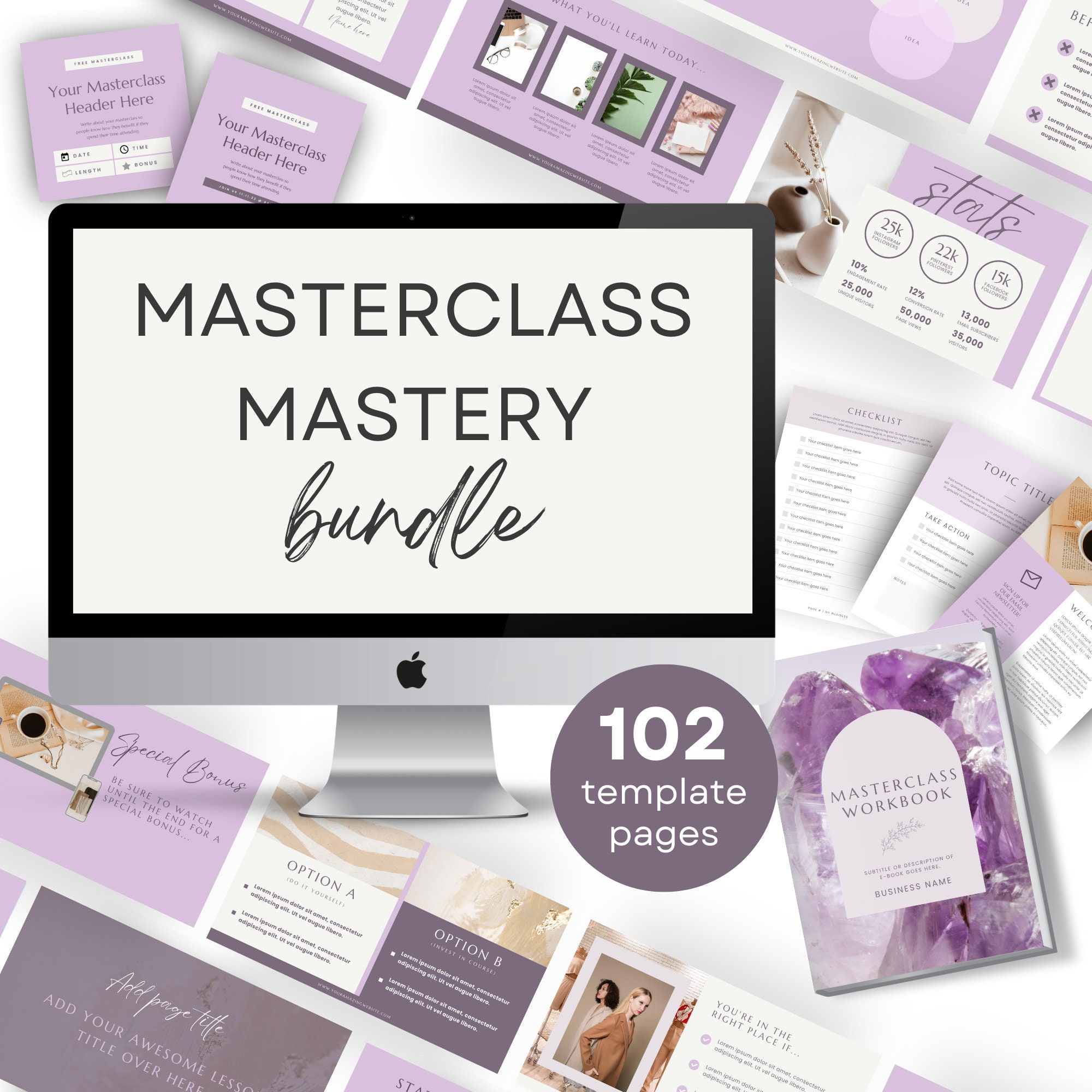 Masterclass Bundle CANVA TEMPLATE Course Webinar Presentation - Etsy