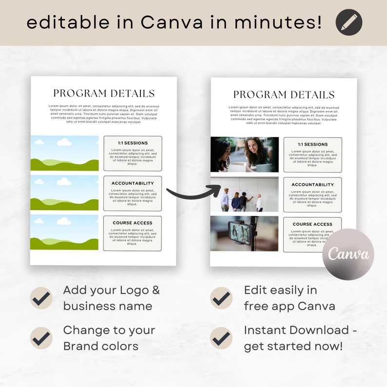Canva Template for Business Coaching Program Offer Outline - Etsy