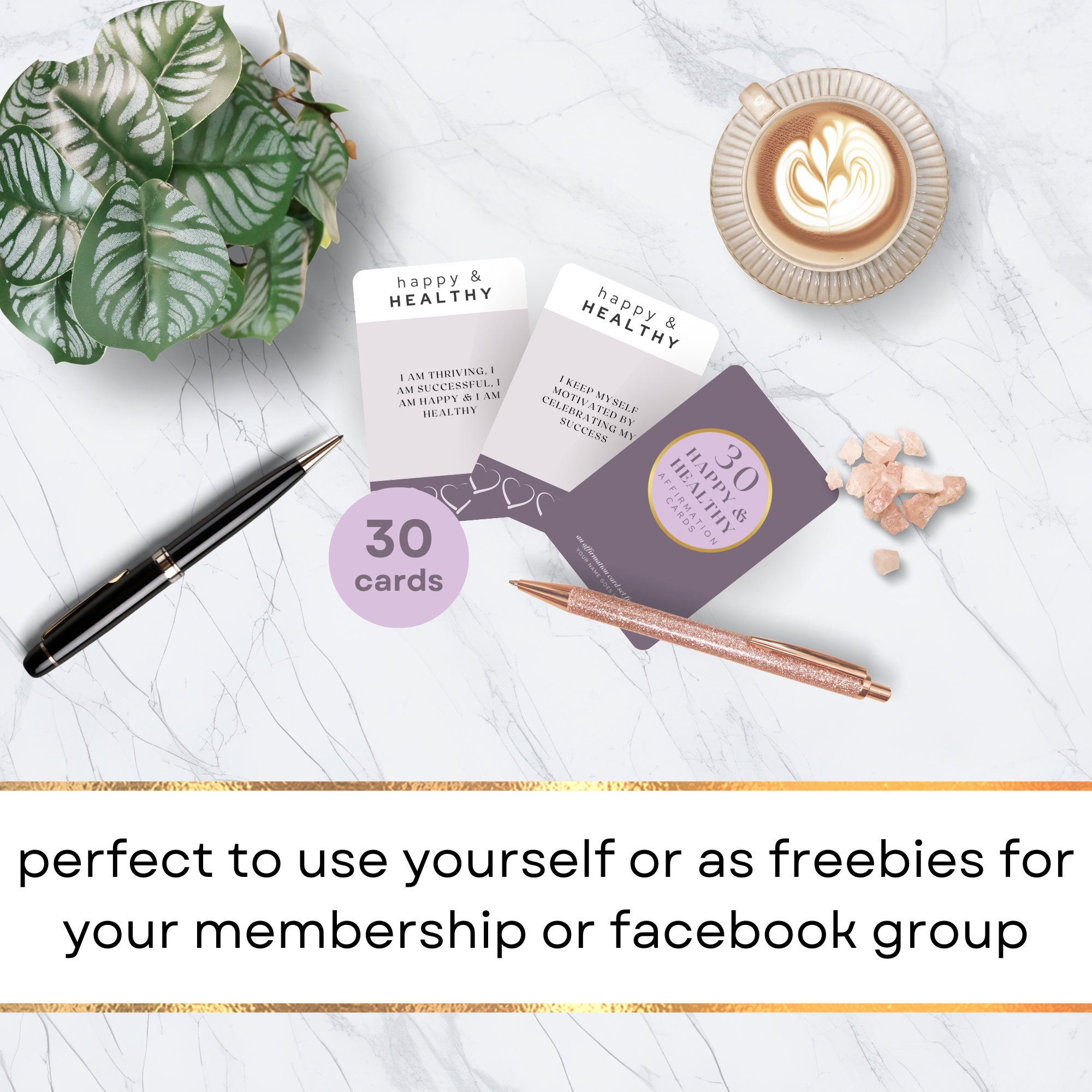 Printable Affirmation Cards, Happy & Healthy Positive Thinking, Purple ...