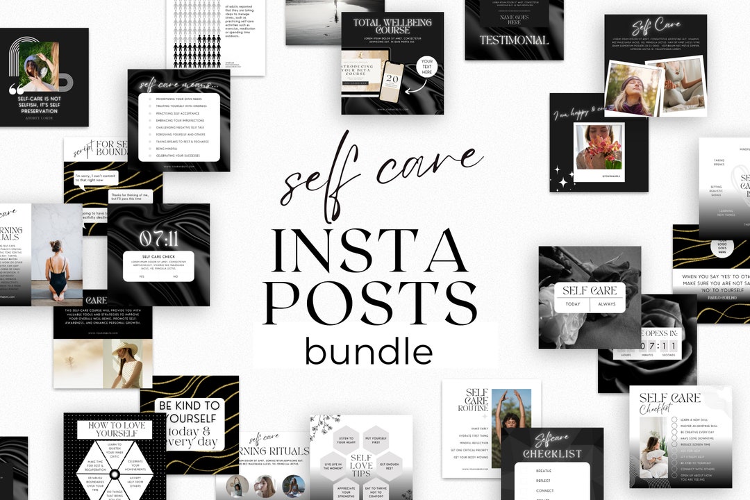 Self Care Insta Posts, Canva Template for Coaches Course Creators ...